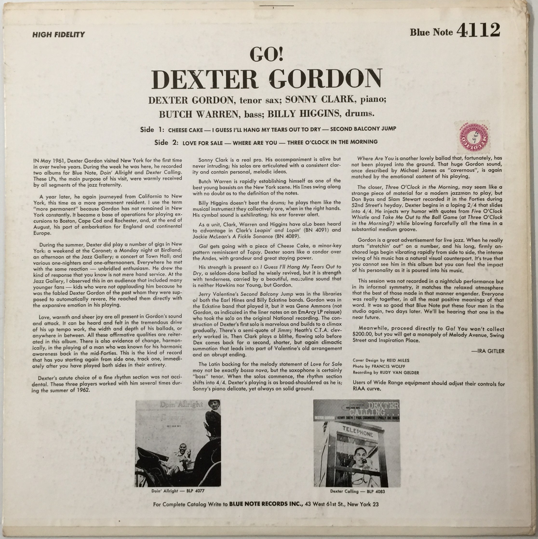 Lot 48 - DEXTER GORDON - GO LP (US MONO ORIGINAL