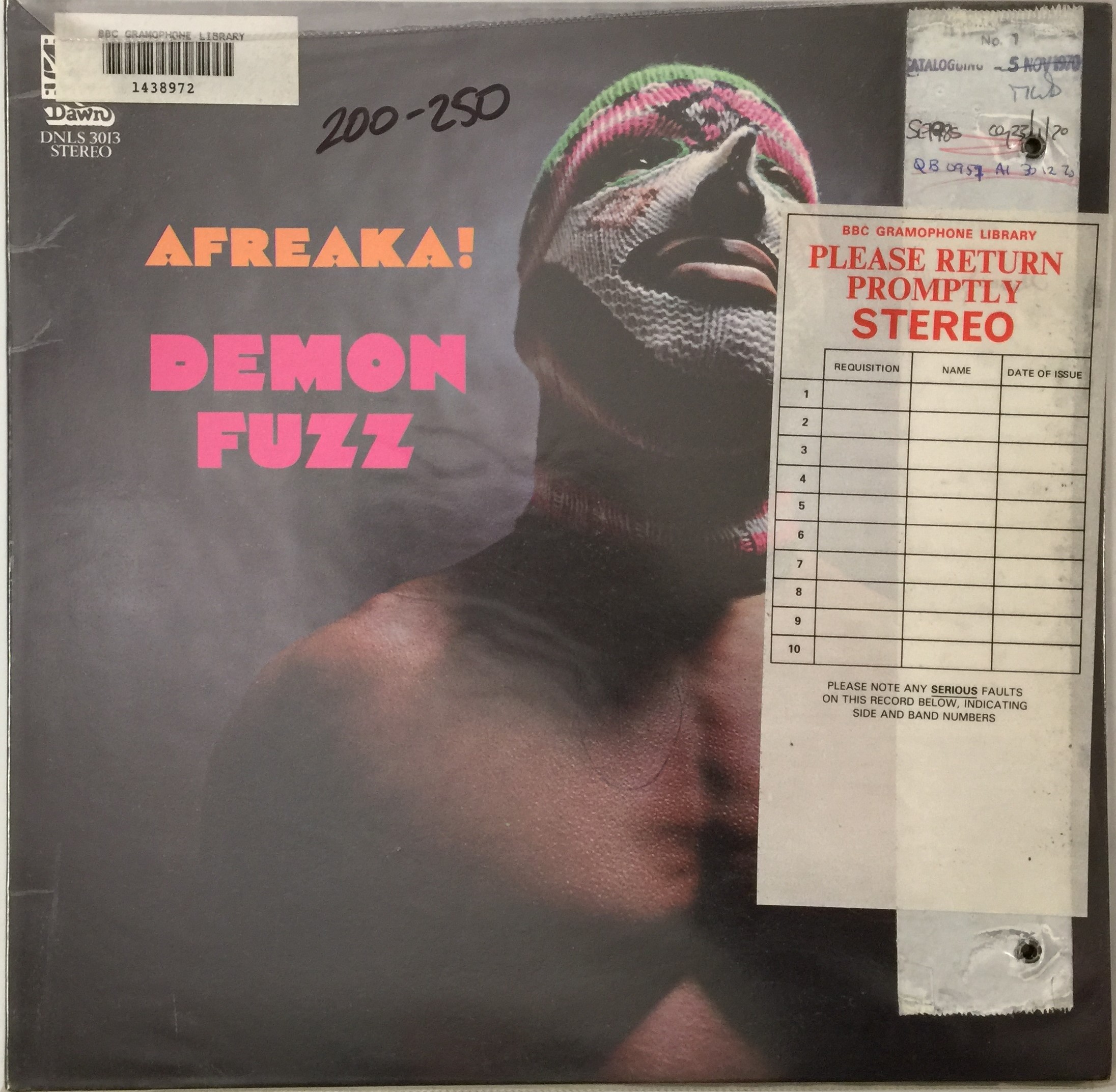 Lot 57 - DEMON FUZZ - AFREAKA! LP (UK ORIGINAL - DAWN