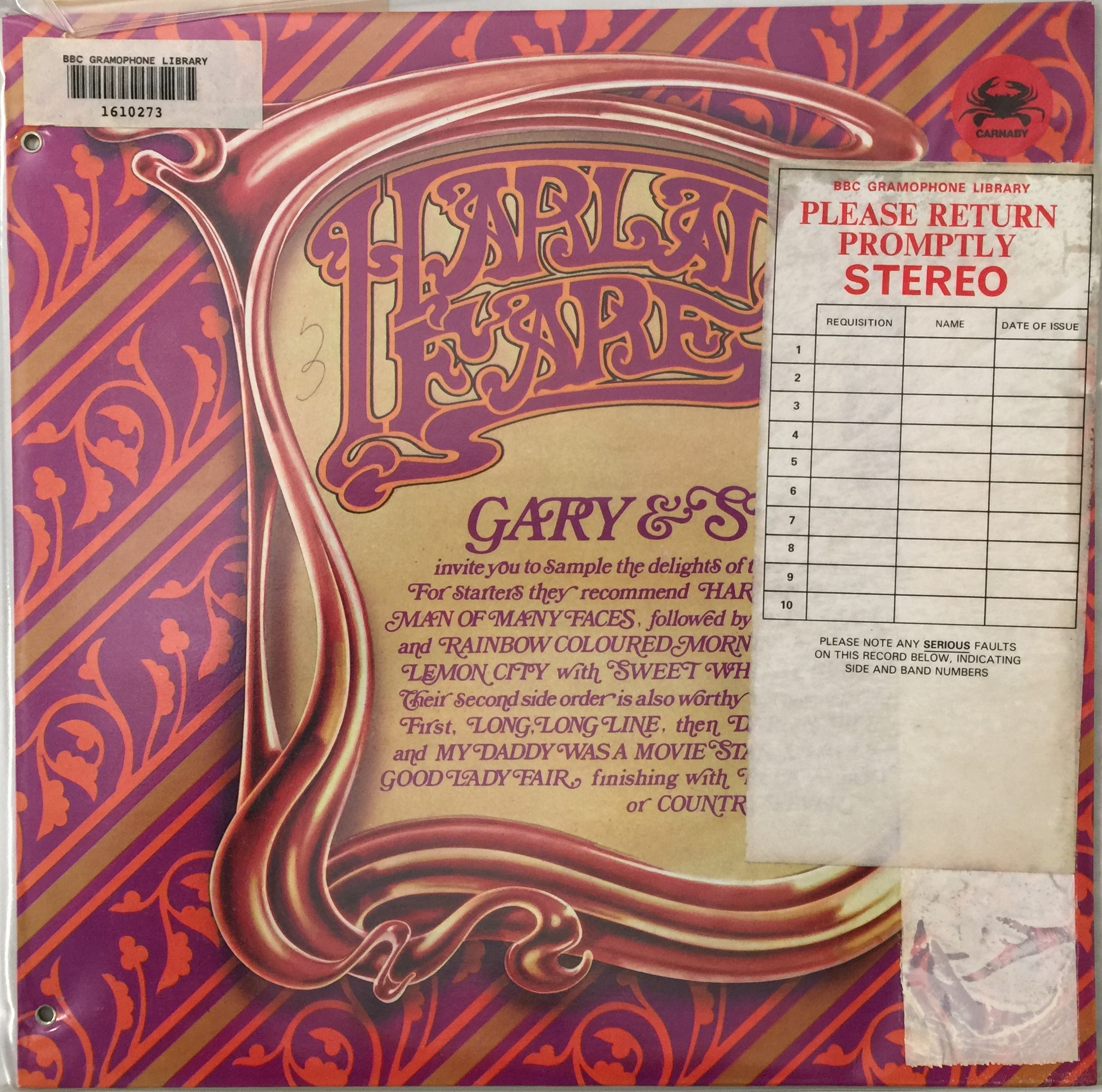 Lot 140 - GARY & STU - HARLAN FARE LP (UK ORIGINAL