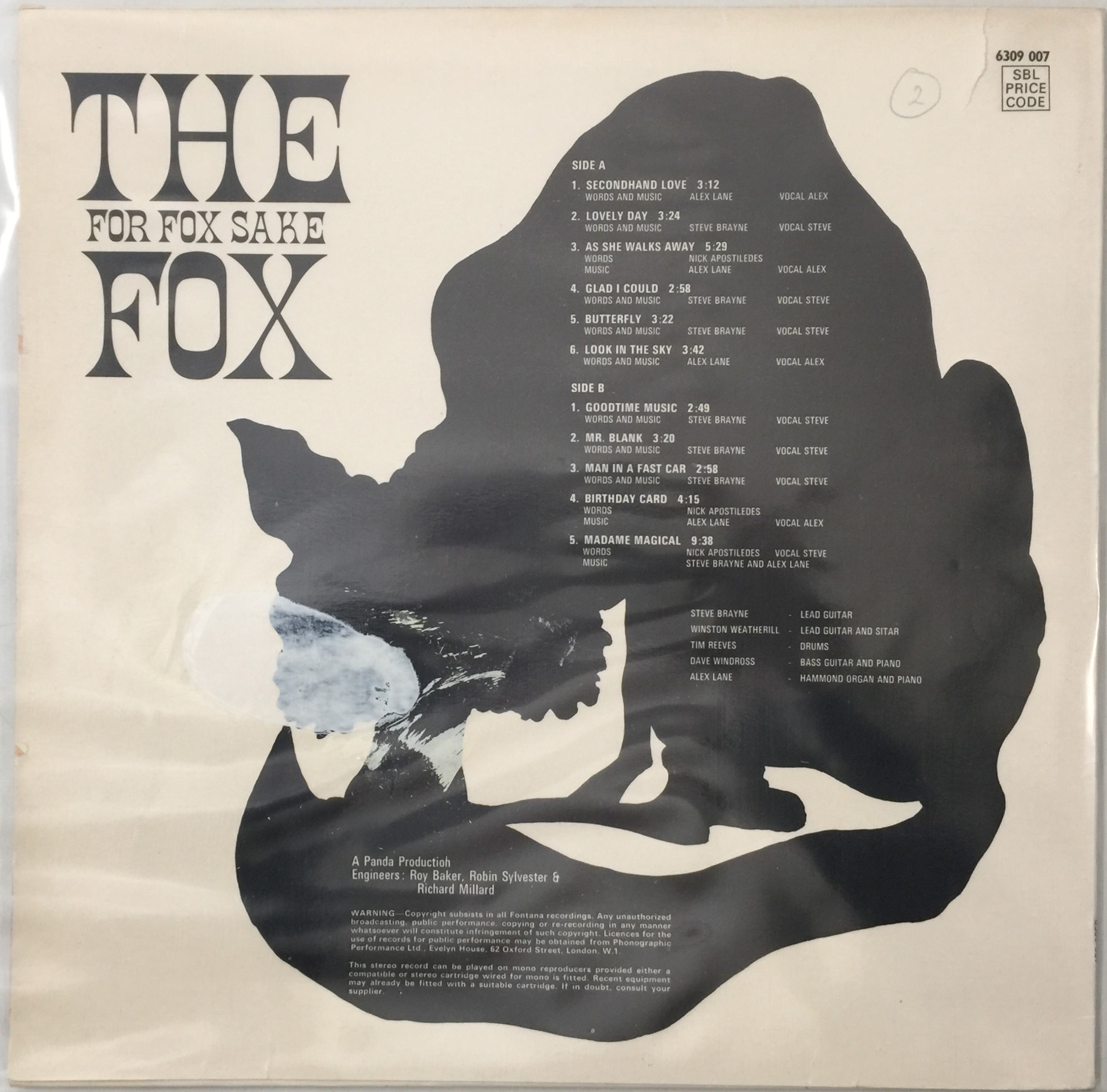 Lot 142 - FOX - FOR FOX SAKE LP (UK ORIGINAL - FONTANA