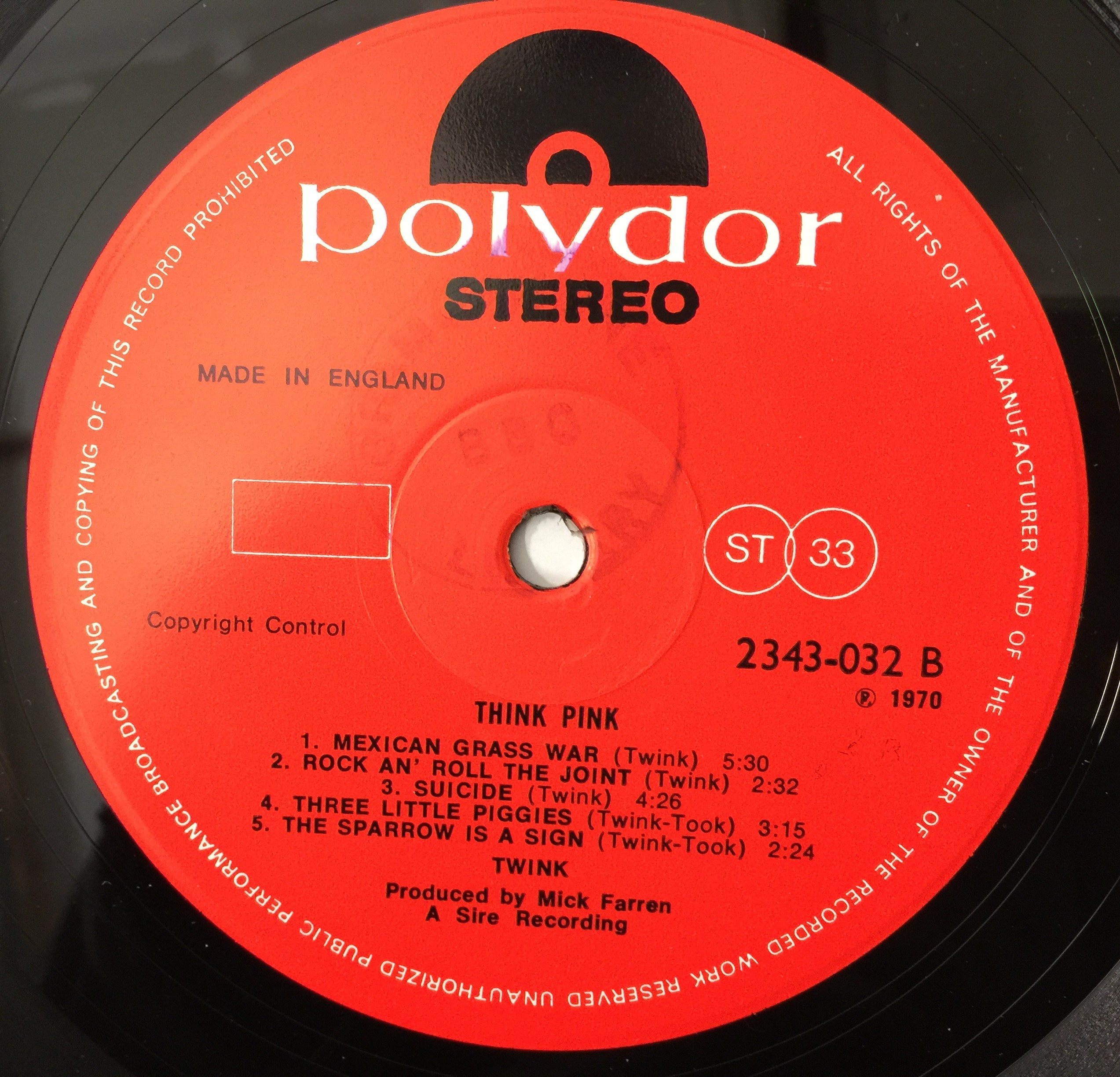 Lot 203 - TWINK - THINK PINK LP (UK ORIGINAL - POLYDOR
