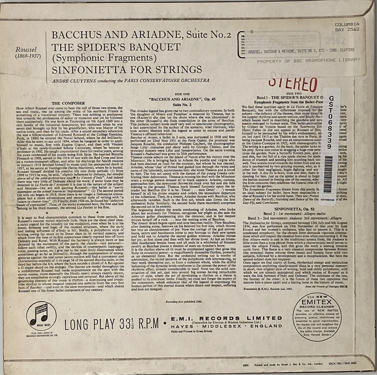 Lot 181 - CLASSICAL - COLUMBIA SAX LPs (FIRST STEREO