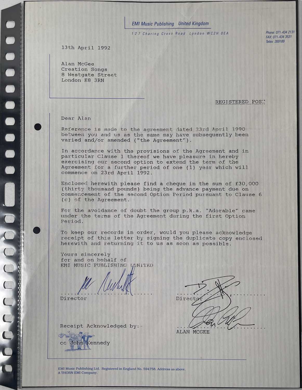 Lot 460 - CREATION RECORDS - 1992 ORIGINAL CREATION