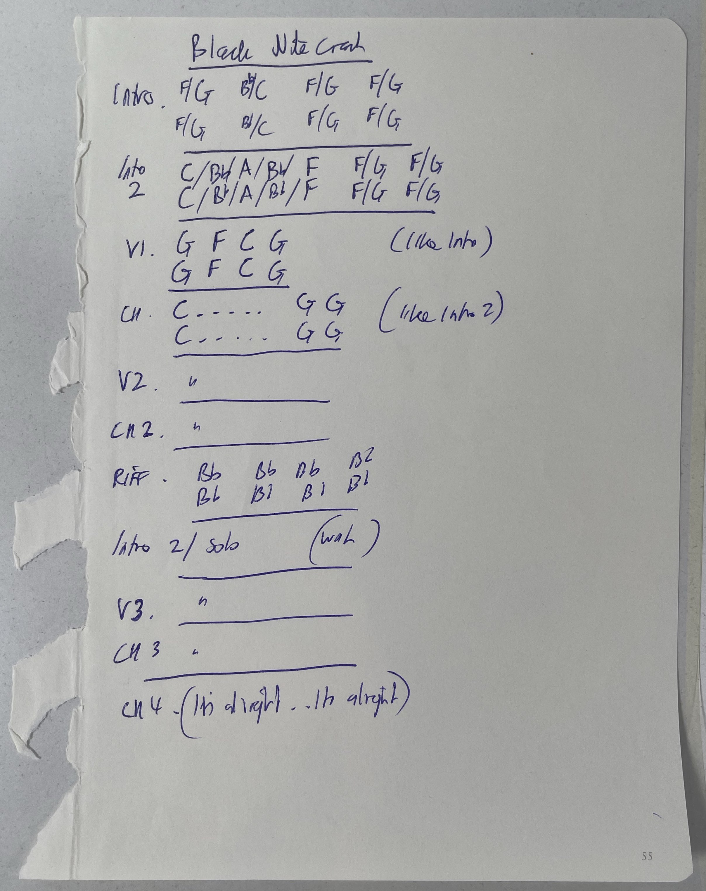 Lot 470 - RIDE - ANDY BELL HANDWRITTEN CHORD SHEETS