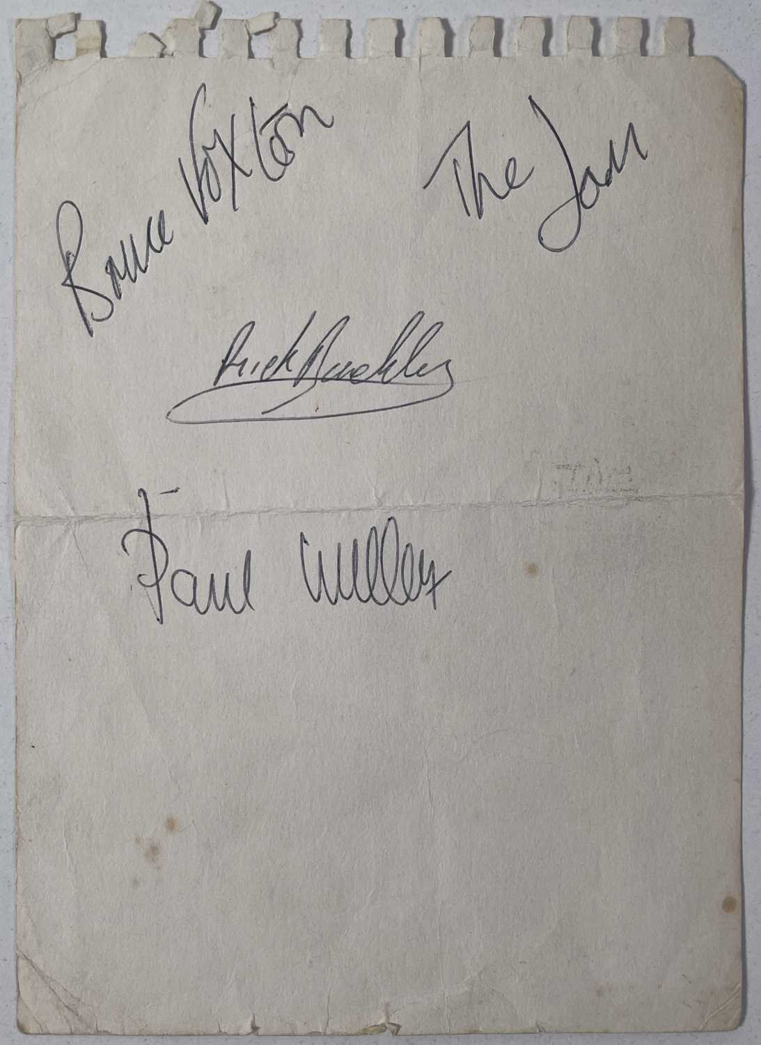 Lot 420 - THE JAM - FULL SET OF SIGNATURES.
