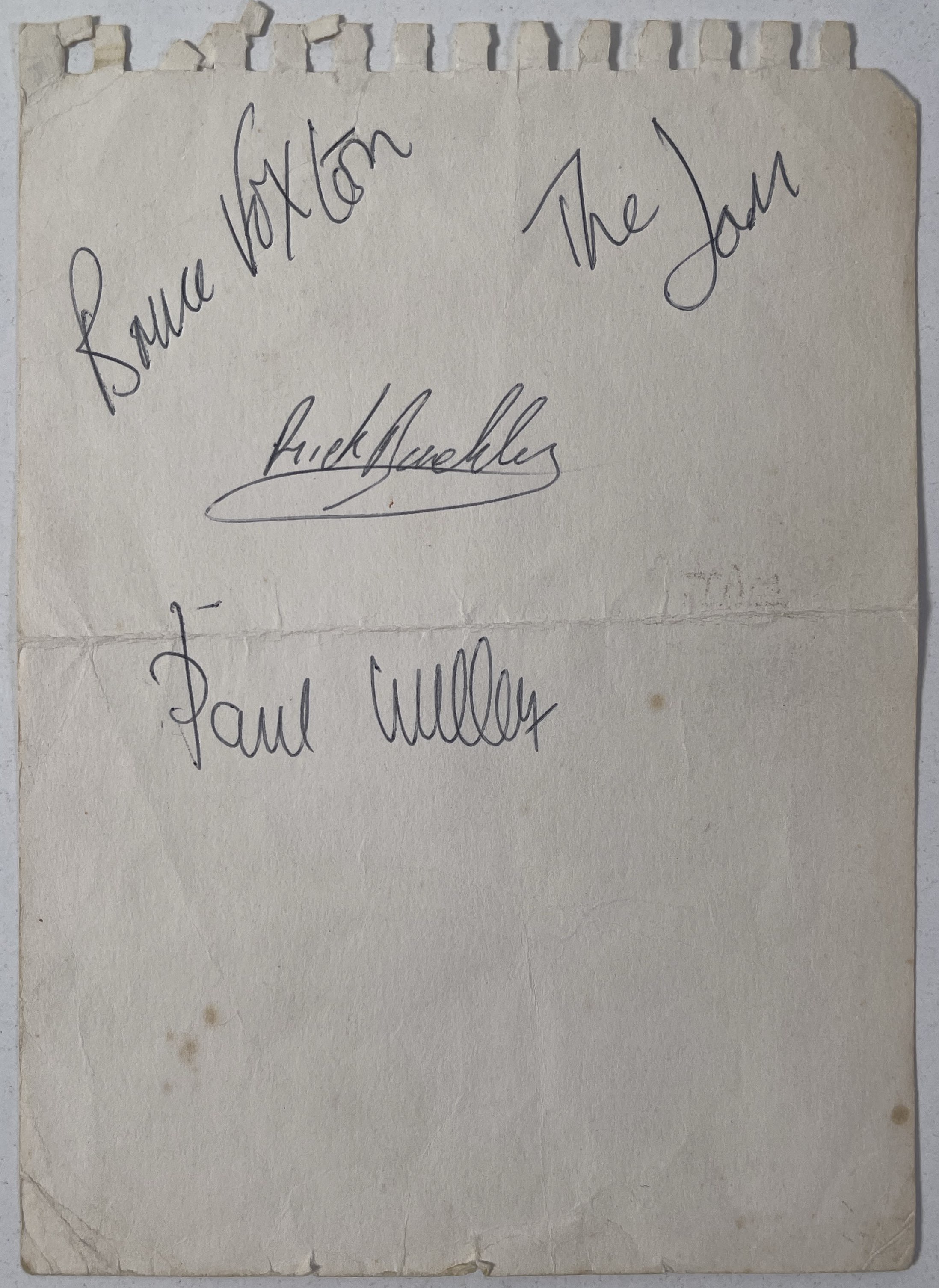 Lot 420 - THE JAM - FULL SET OF SIGNATURES.