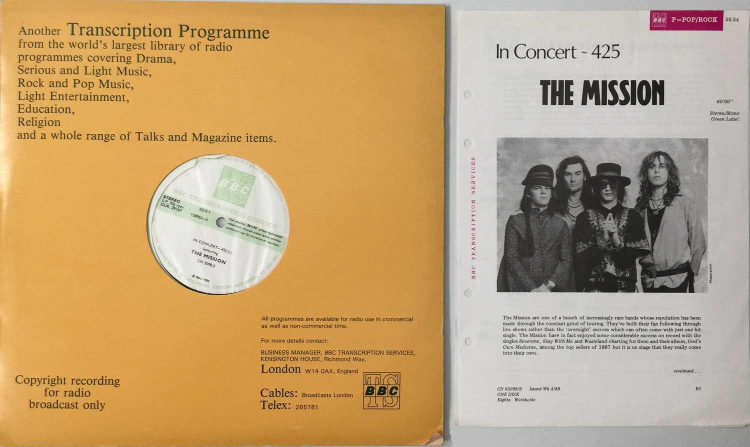 Lot 674 - THE MISSION - IN CONCERT 425 LP (BBC