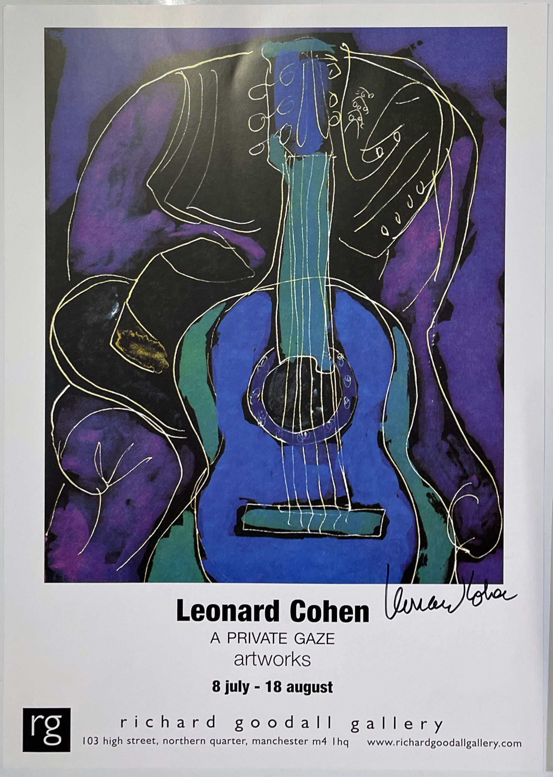 Lot 237 - LEONARD COHEN - A SIGNED EXHIBITION POSTER.