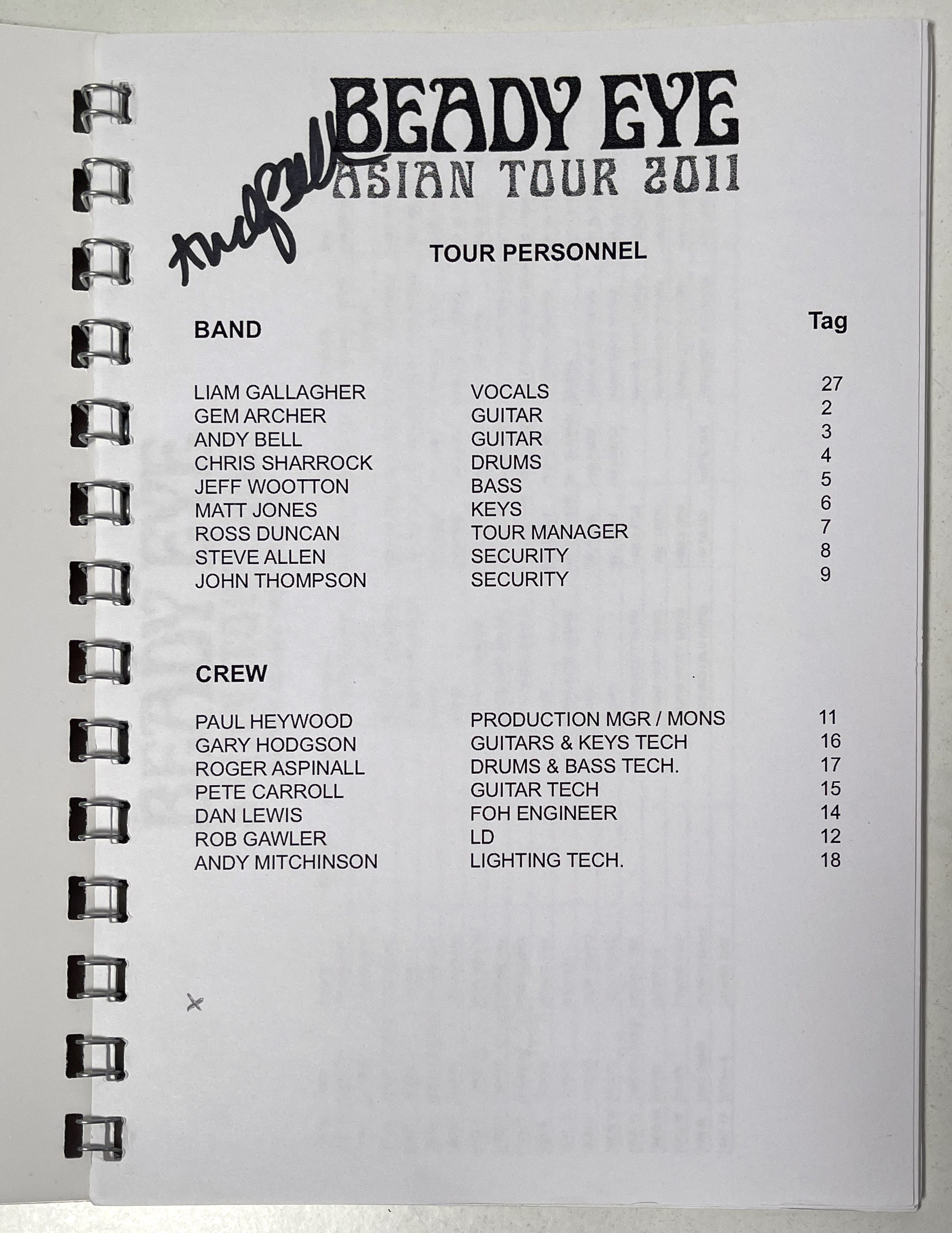 Lot 493 - OASIS INTEREST - ANDY BELL OWNED AND SIGNED