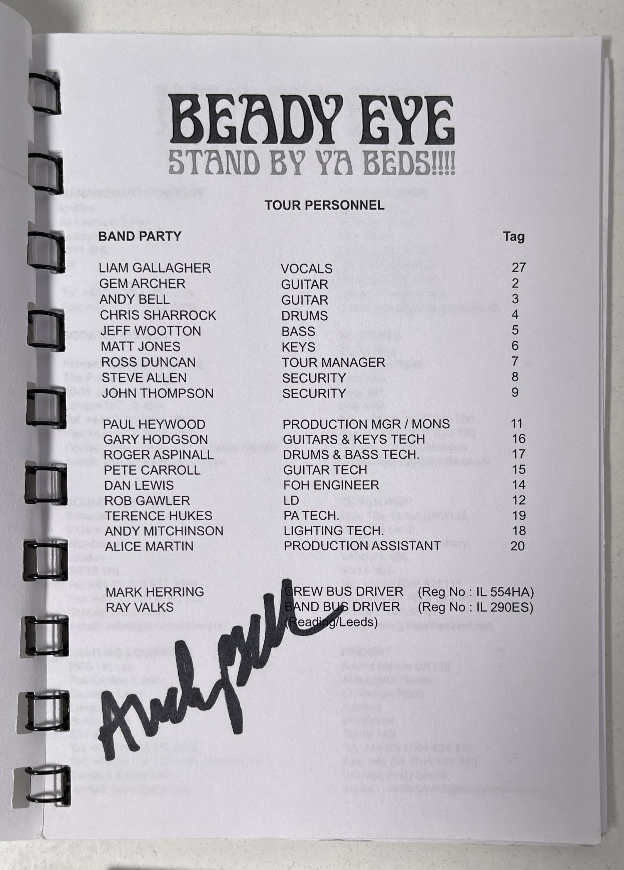 Lot 493 - OASIS INTEREST - ANDY BELL OWNED AND SIGNED
