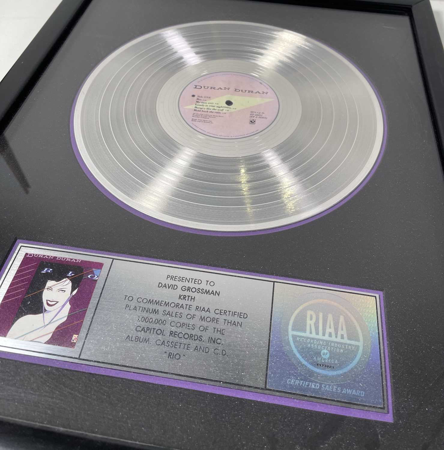 Lot 391 - DURAN DURAN - OFFICIAL US RIAA PLATINUM