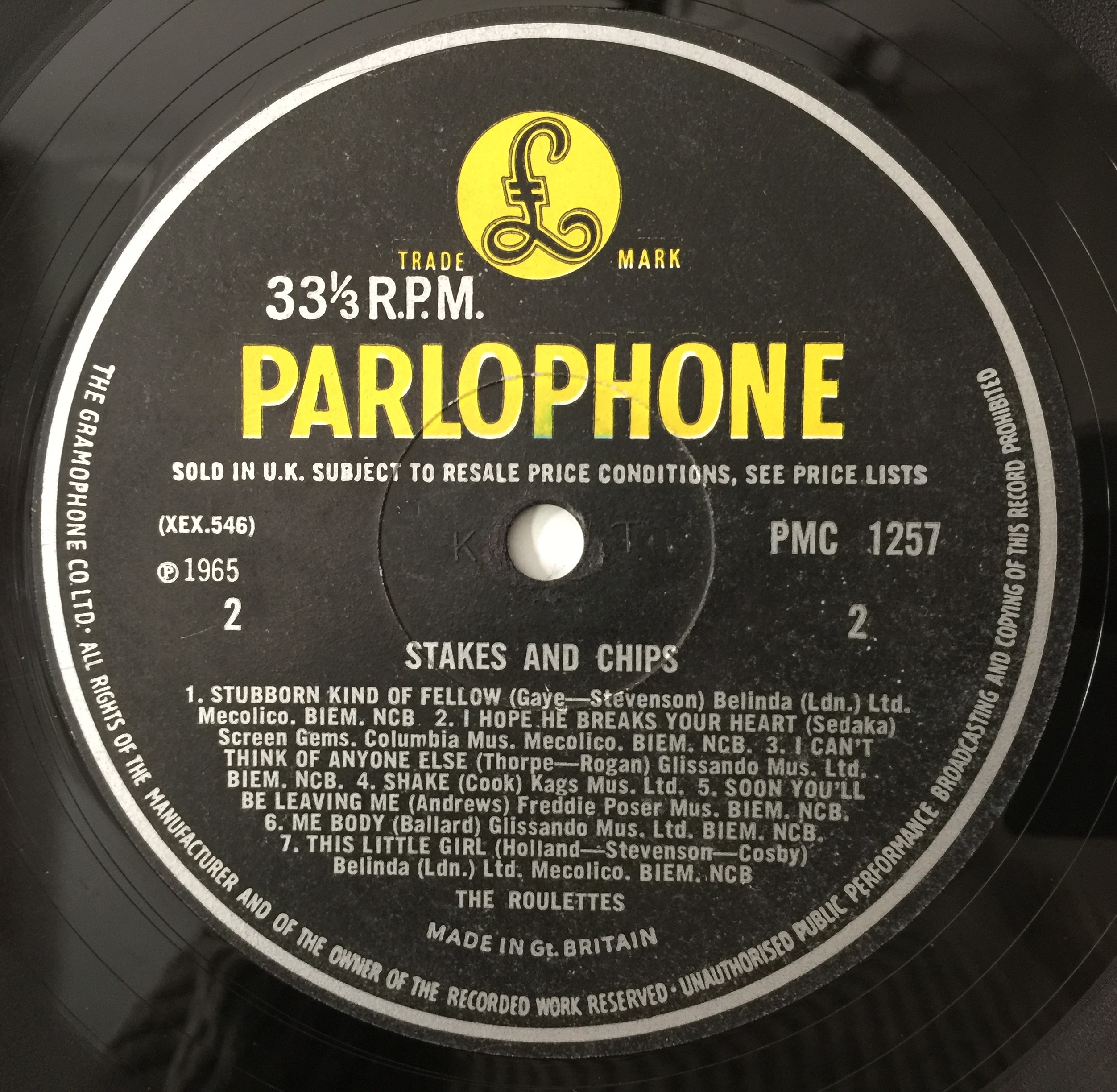 Lot 790 - THE ROULETTES - STAKES AND CHIPS LP (PMC