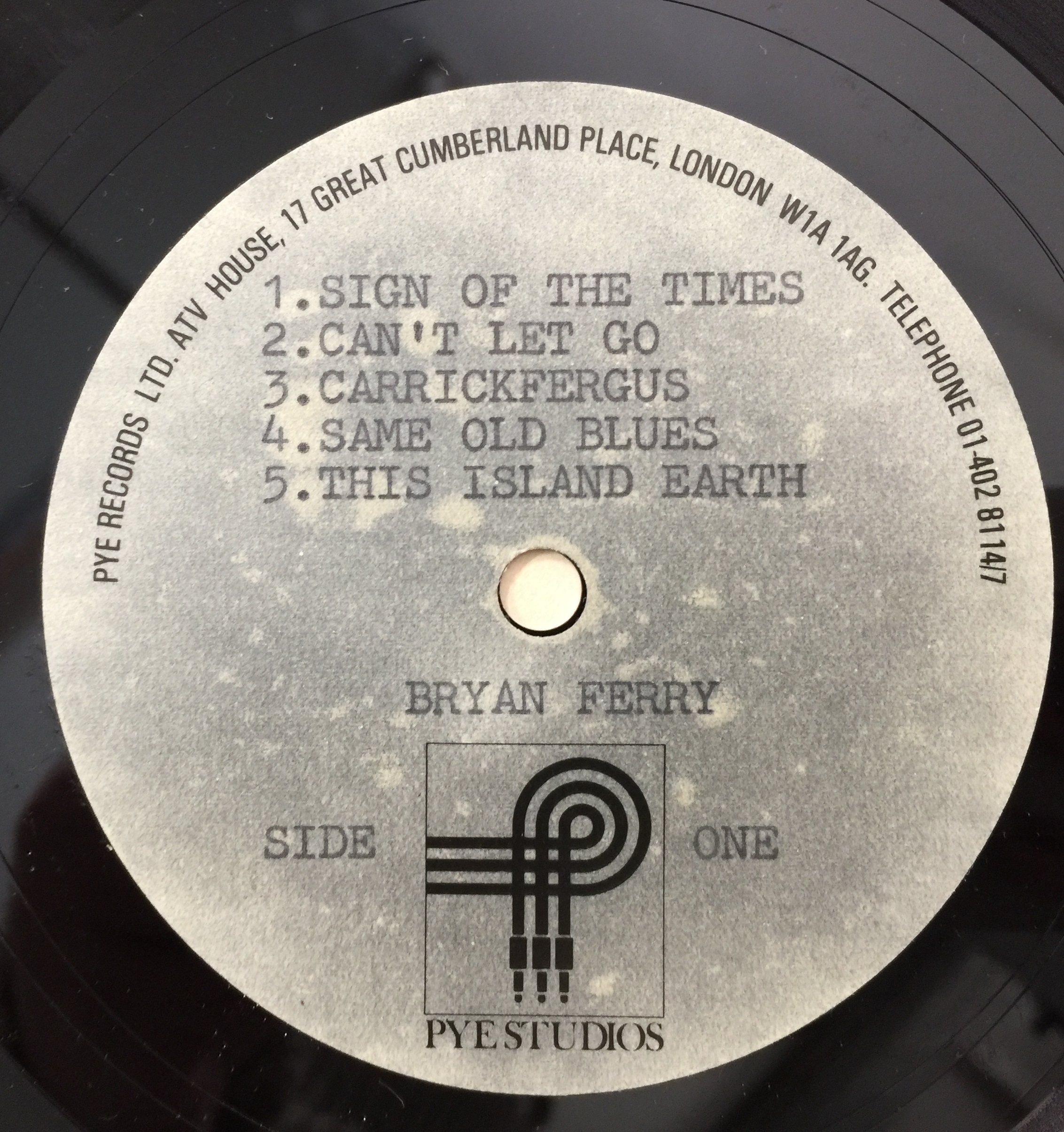 Lot 1182 - BRYAN FERRY - UK WHITE LABEL TEST