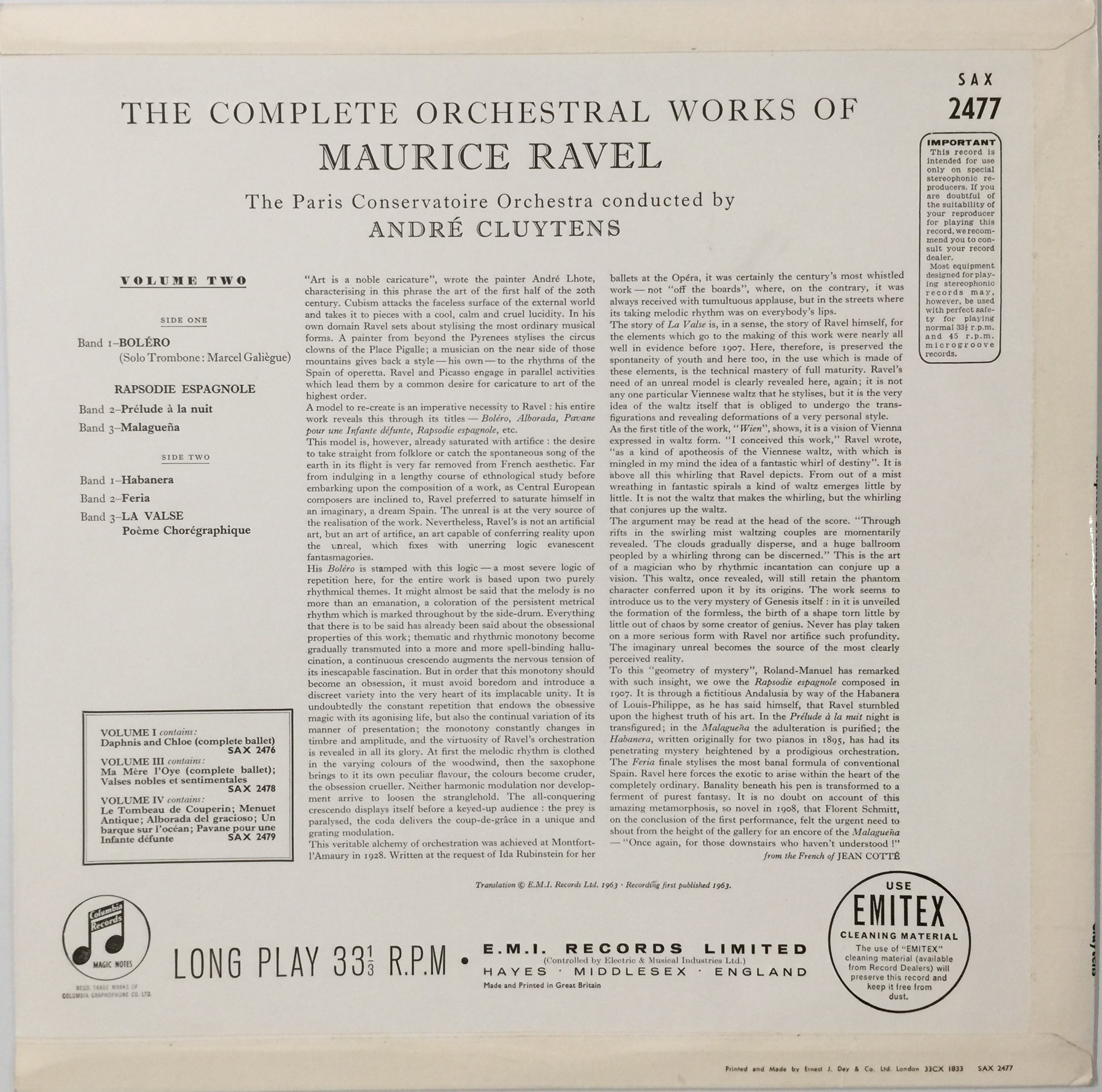 Lot 1151 - ANDRE CLUYTENS - RAVEL: COMPLETE ORCHESTRAL