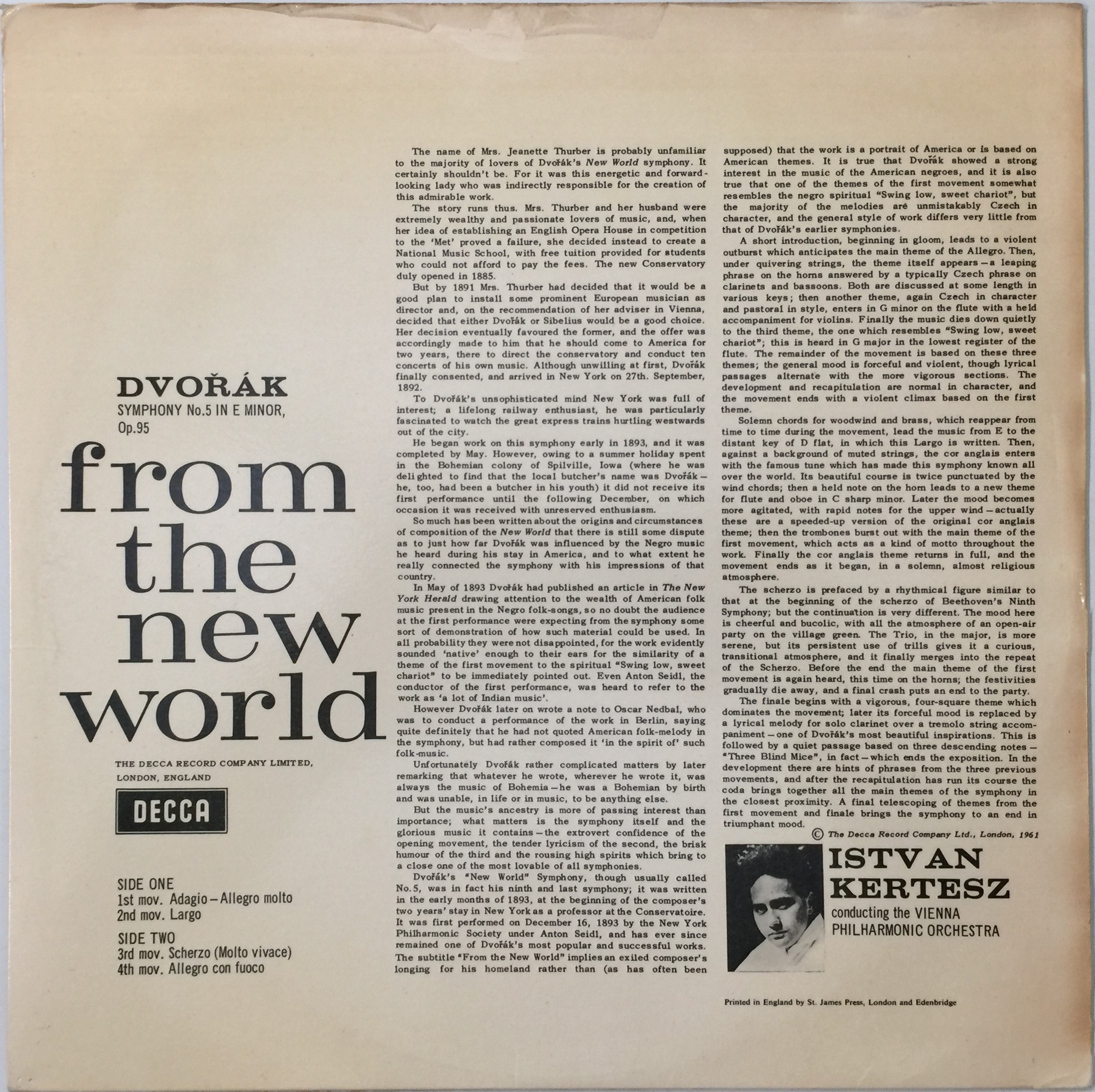 Lot 1245 - ISTVAN KERTESZ - DVORAK: SYMPHONY NO. 5