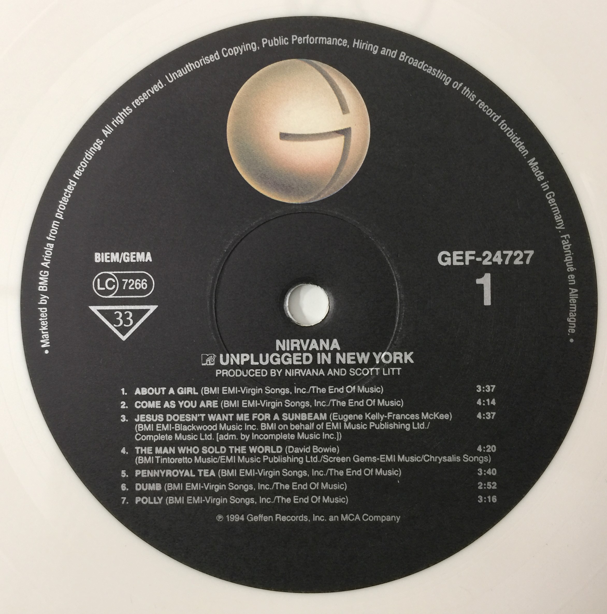 Lot 21 - NIRVANA - UNPLUGGED IN NEW YORK LP (EUROPEAN