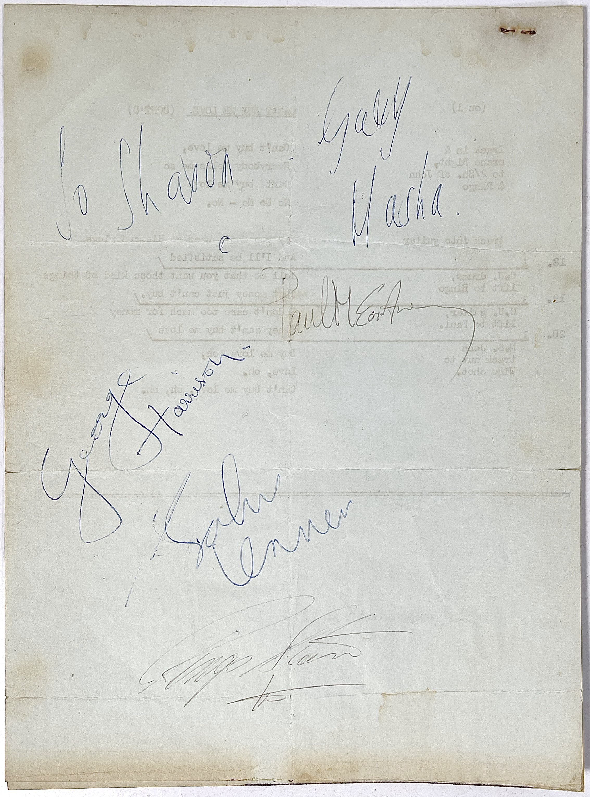 Lot 338 - THE BEATLES - MARCH 1964 SIGNATURES ON TOP