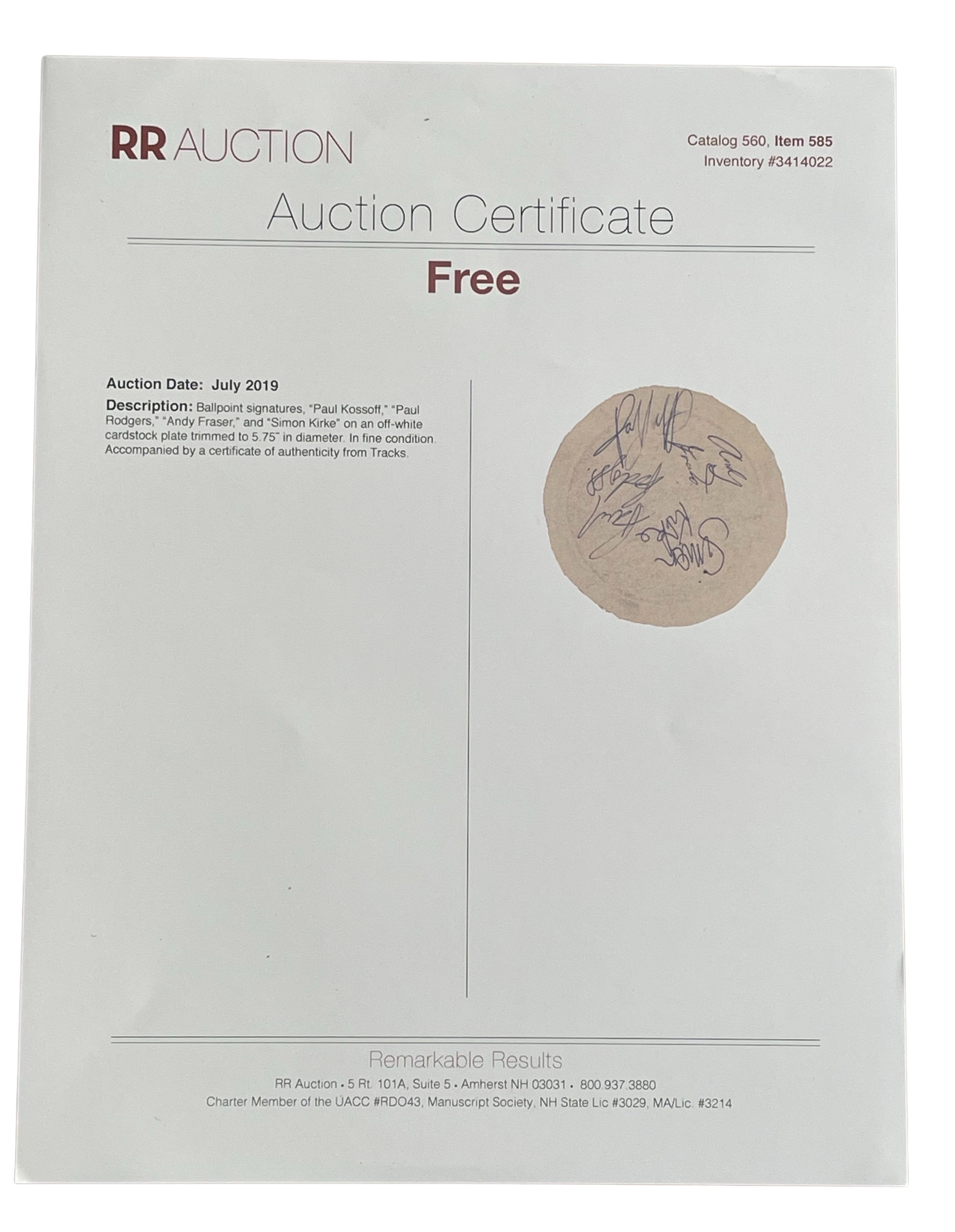 Lot 243 - FREE AUTOGRAPHS TO INCLUDE PAUL KOSSOFF. A