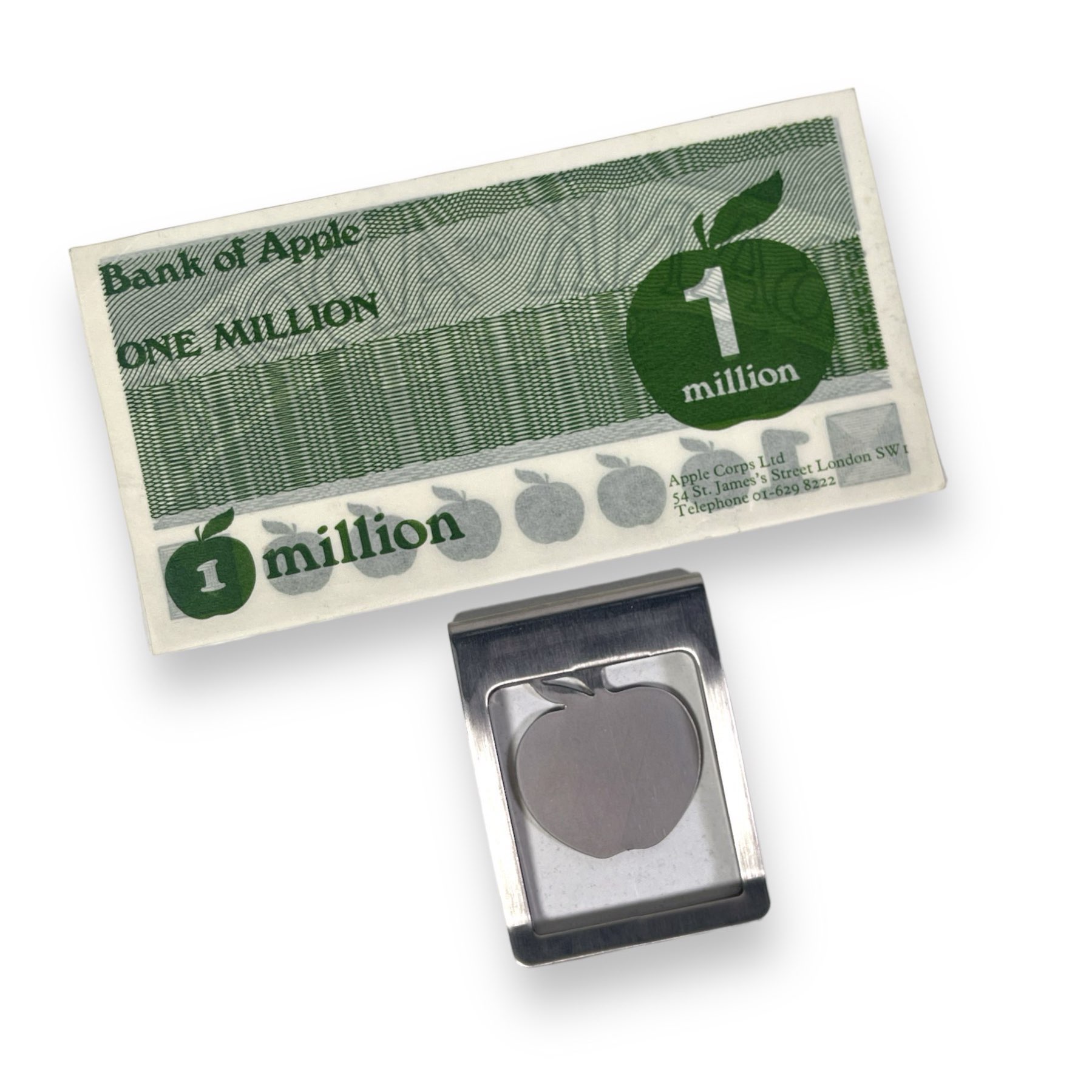 Lot 175 - APPLE CORPS MONEY CLIP & BANK NOTE.