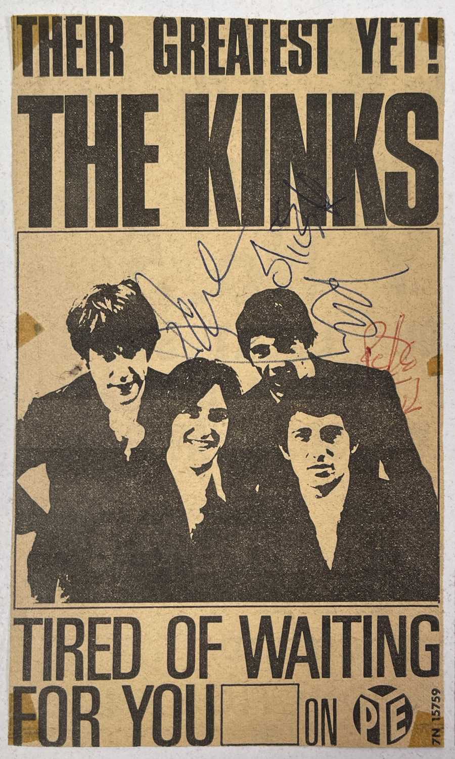 Lot 259 - THE KINKS - SIGNED C 1960S CUTTING AND CD