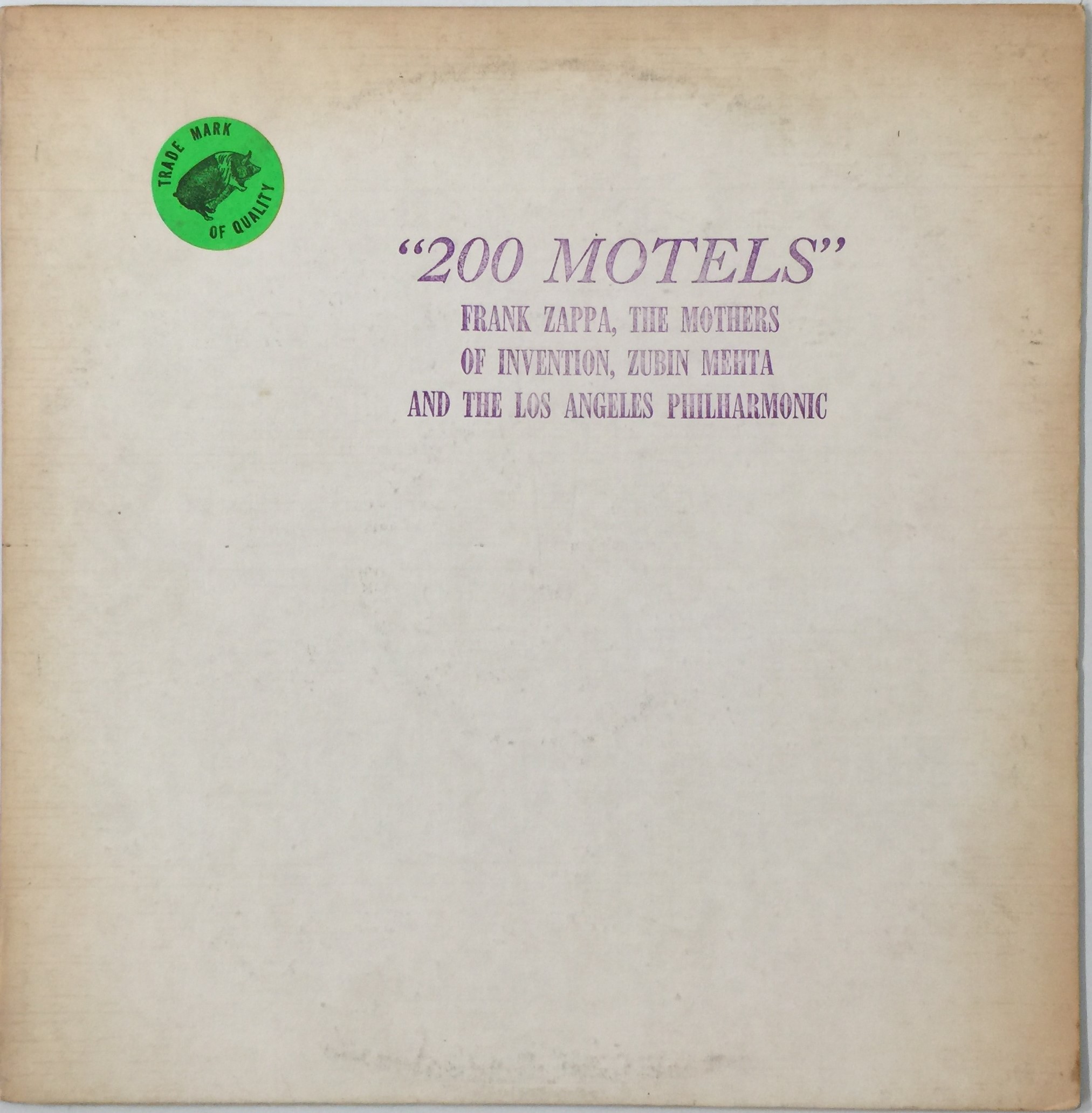 Lot 74 - FRANK ZAPPA - 200 MOTELS (PRIVATE PRESSING