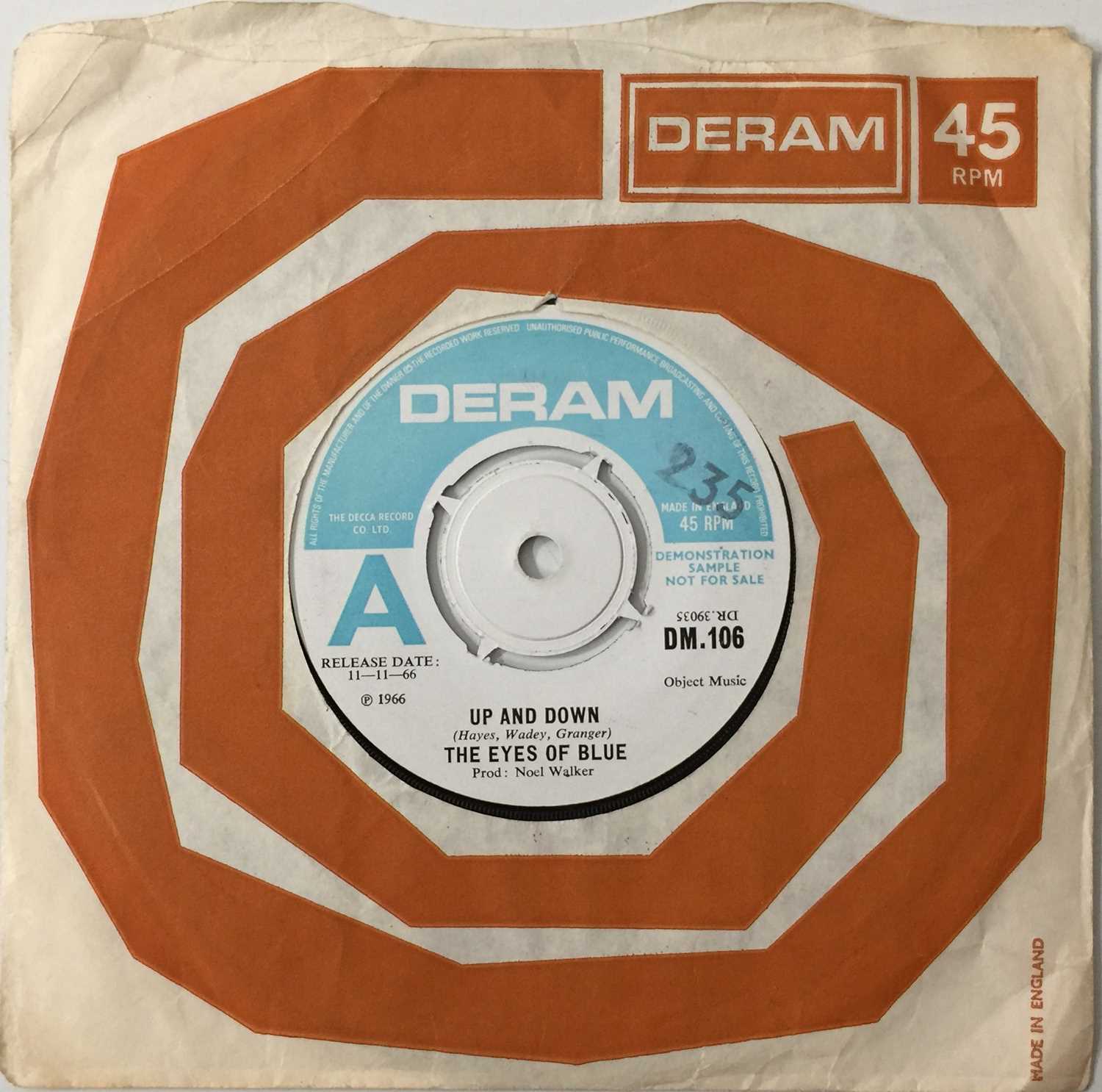 Lot 84 - THE EYES OF BLUE - UP AND DOWN 7" (DERAM