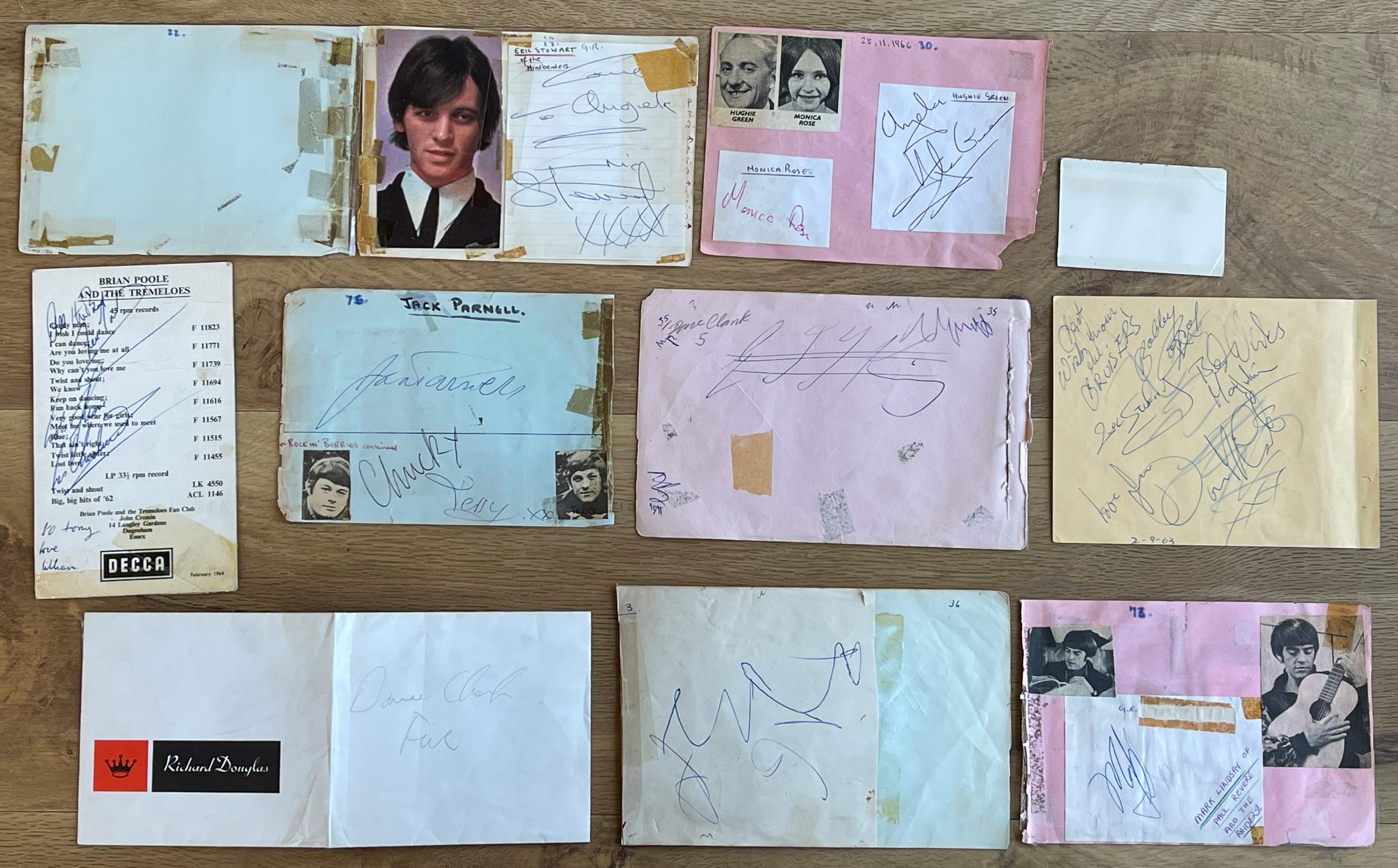 Lot 256 - 60's POP GROUP AUTOGRAPHS. Pages from an