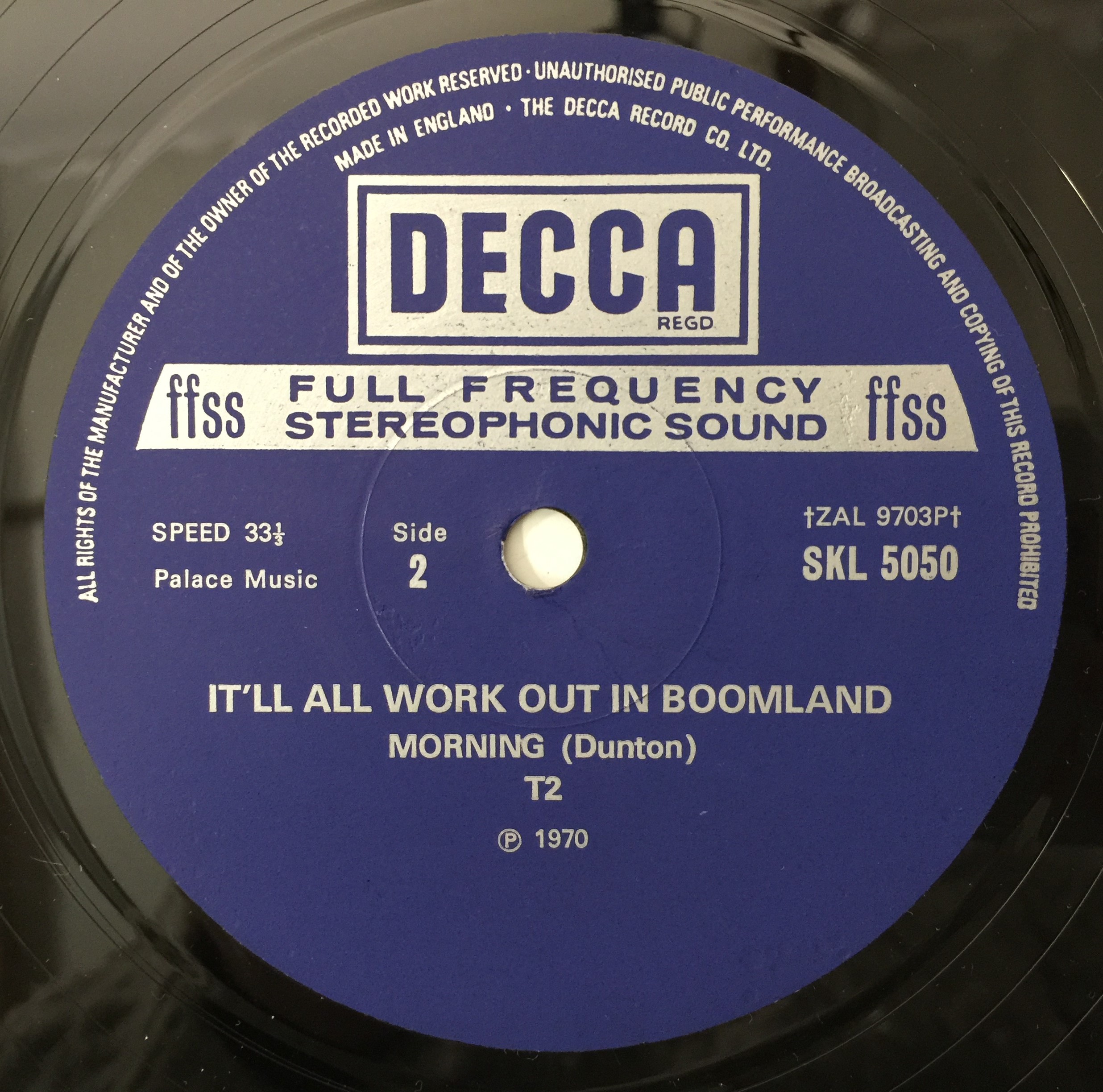 Lot 138 - T2 - IT'LL ALL WORK OUT IN BOOMLAND LP (UK
