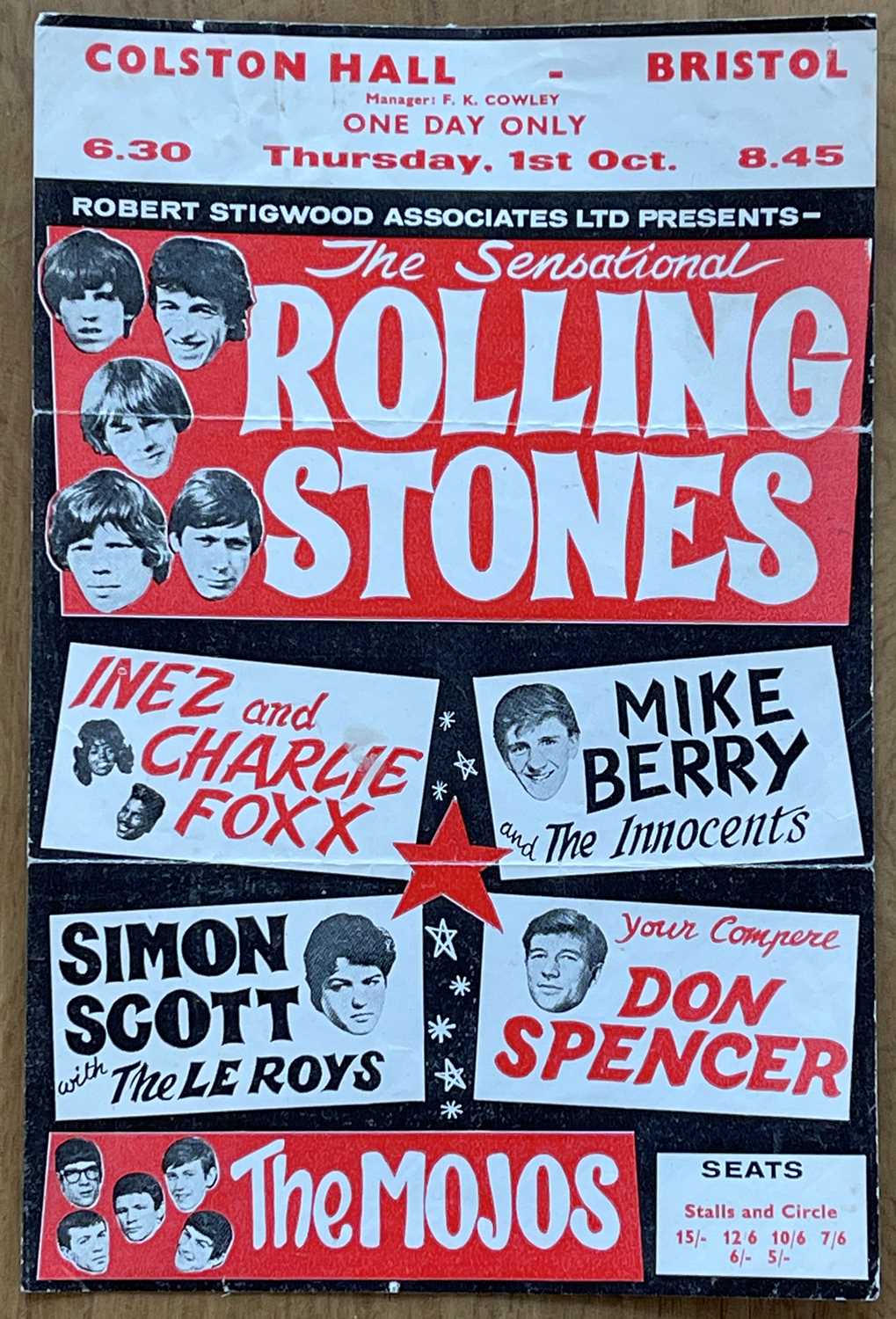 Lot 409 - THE ROLLING STONES ORIGINAL 1964 HANDBILL.