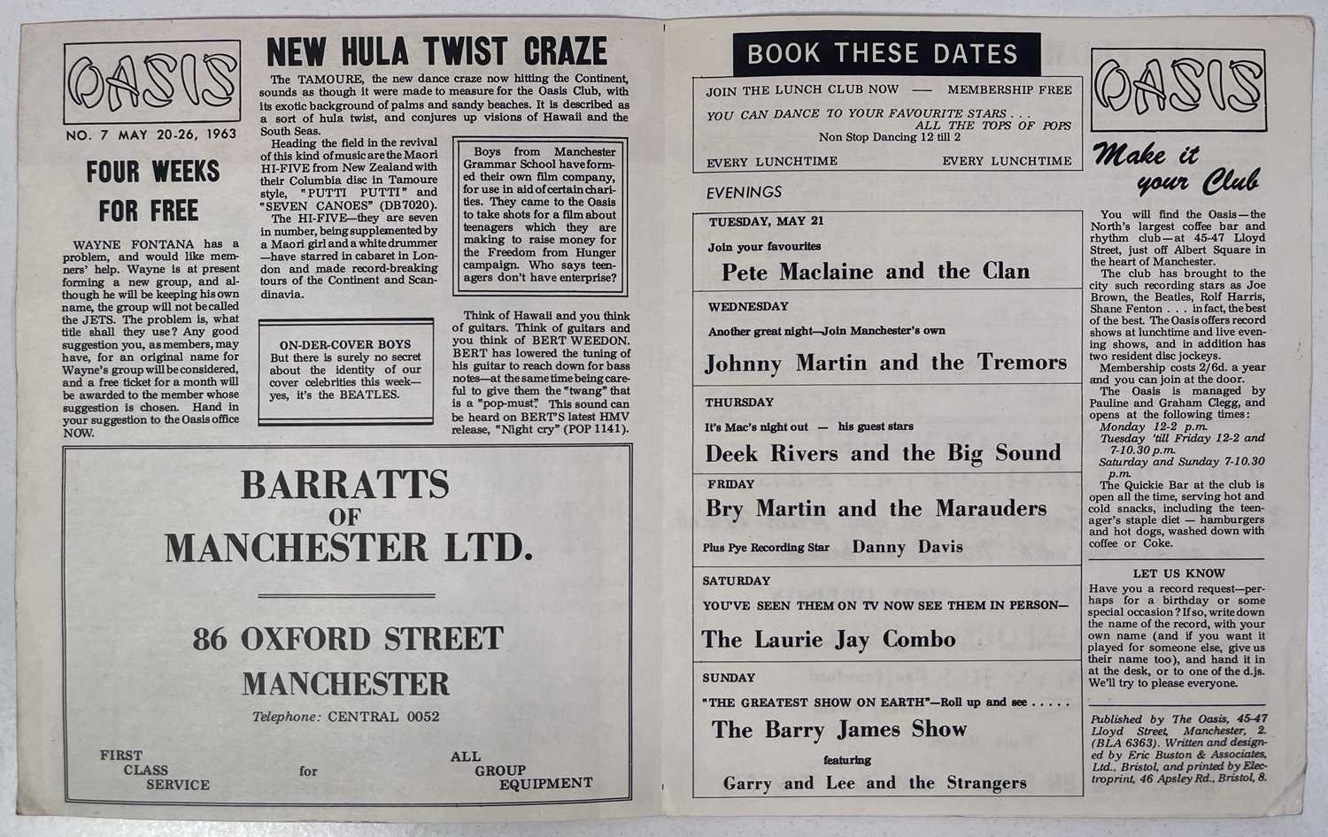 Lot 366 - THE BEATLES - A RARE MAY 1963 'OASIS'