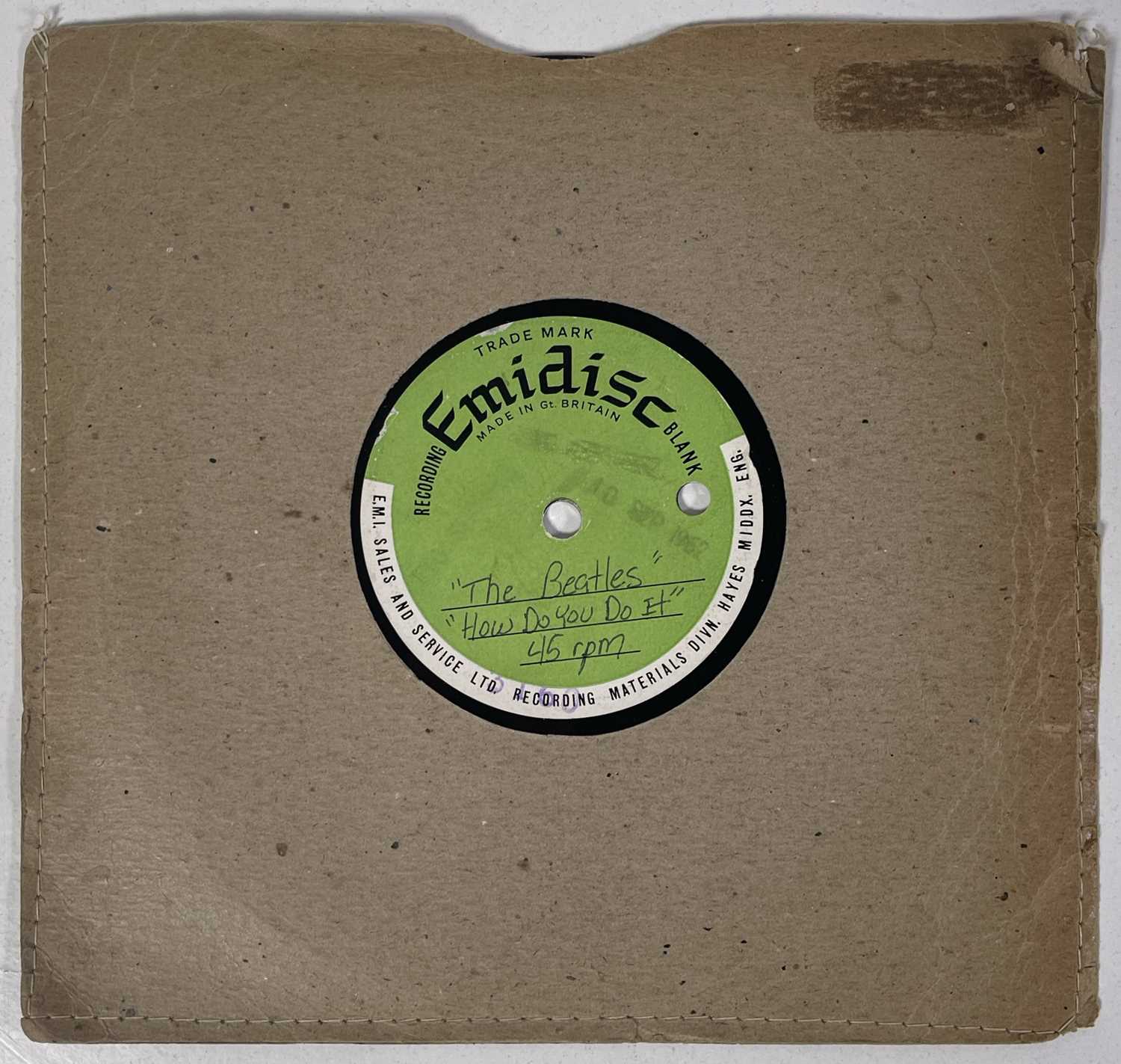 Lot 367 - THE BEATLES - EMIDISC ACETATE RECORDING OF