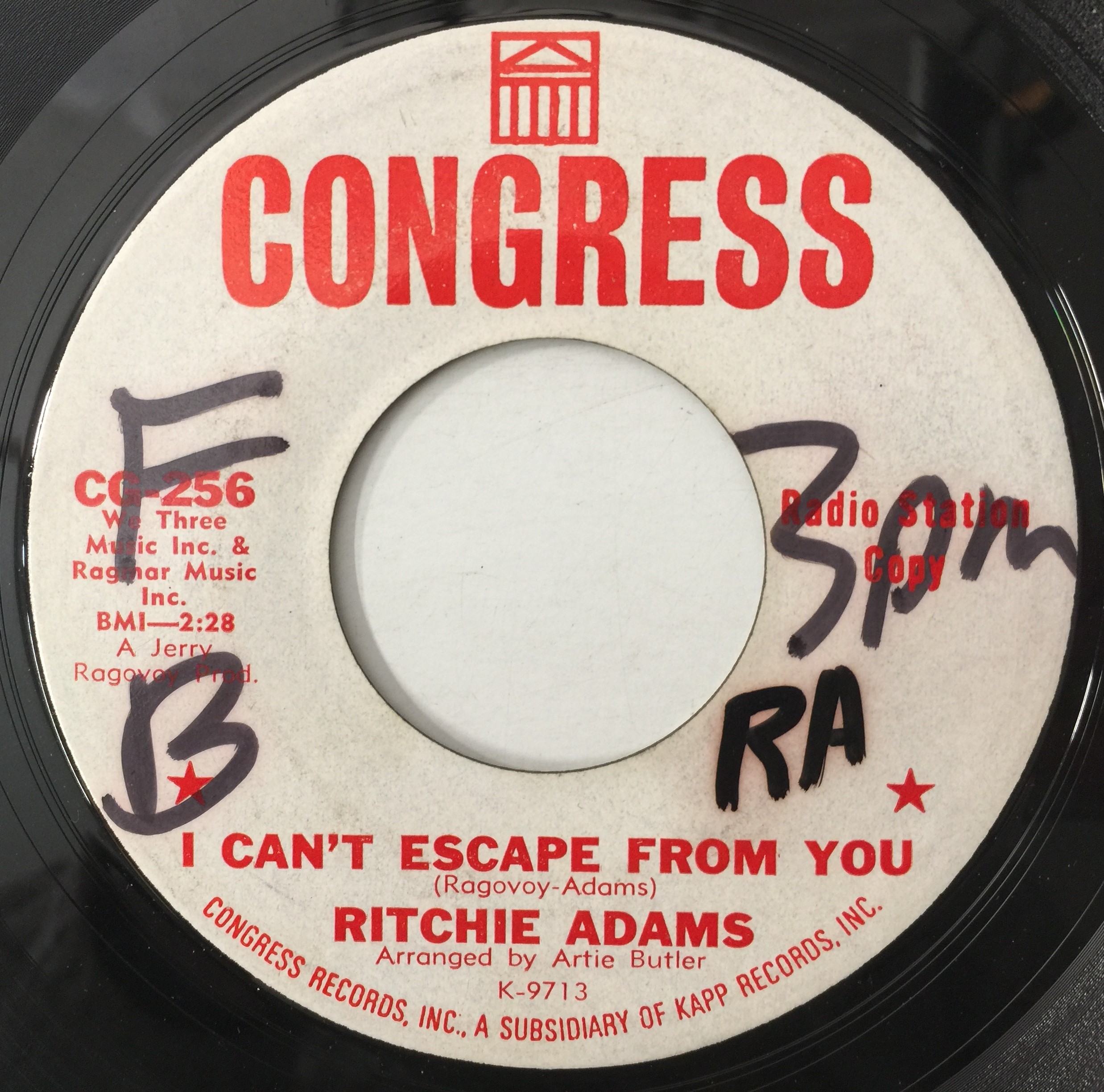 Lot 50 - RITCHIE ADAMS - I CAN'T ESCAPE FROM YOU/ ROAD