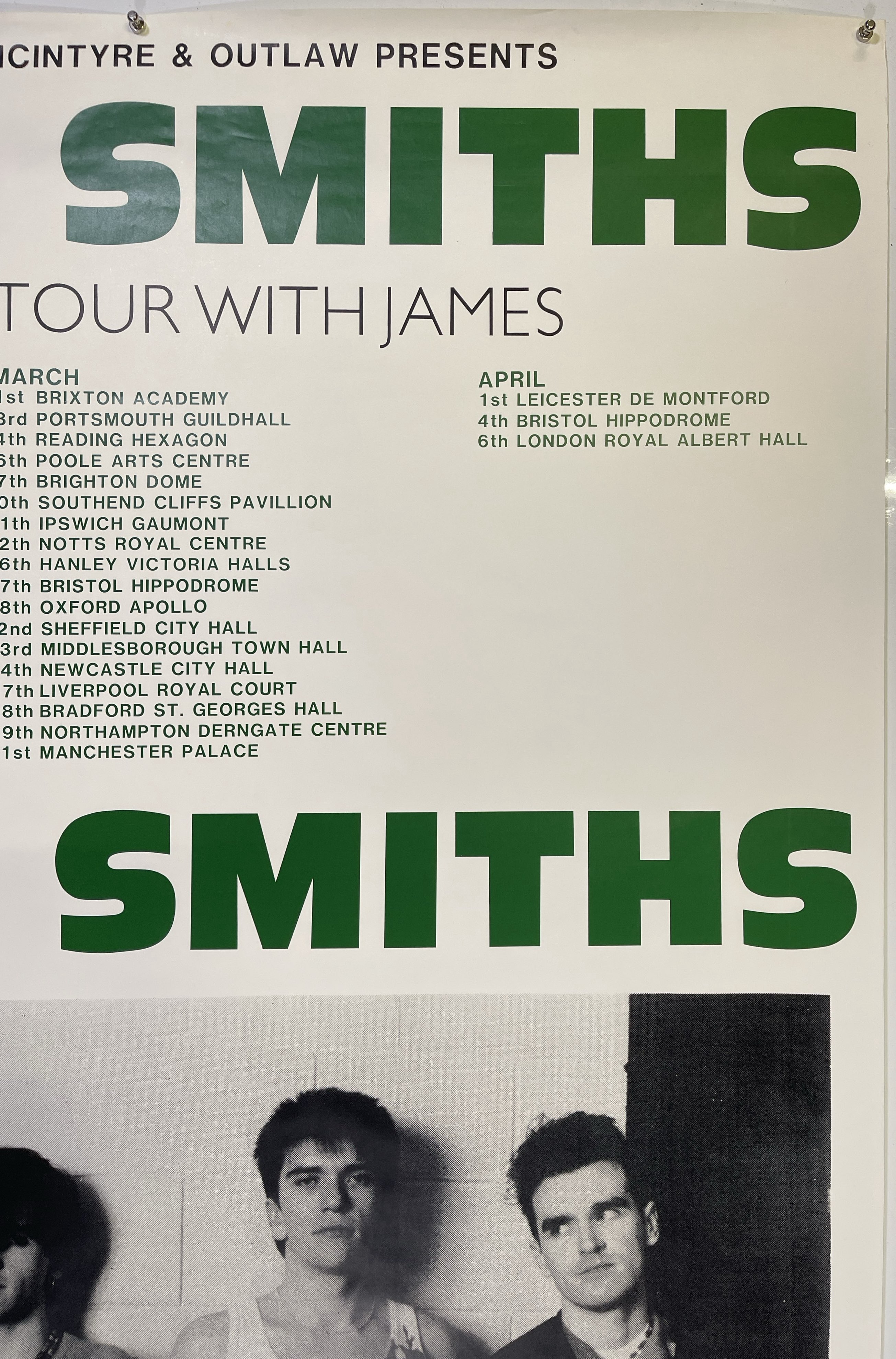 Lot 537 - THE SMITHS ON TOUR WITH JAMES BILLBOARD
