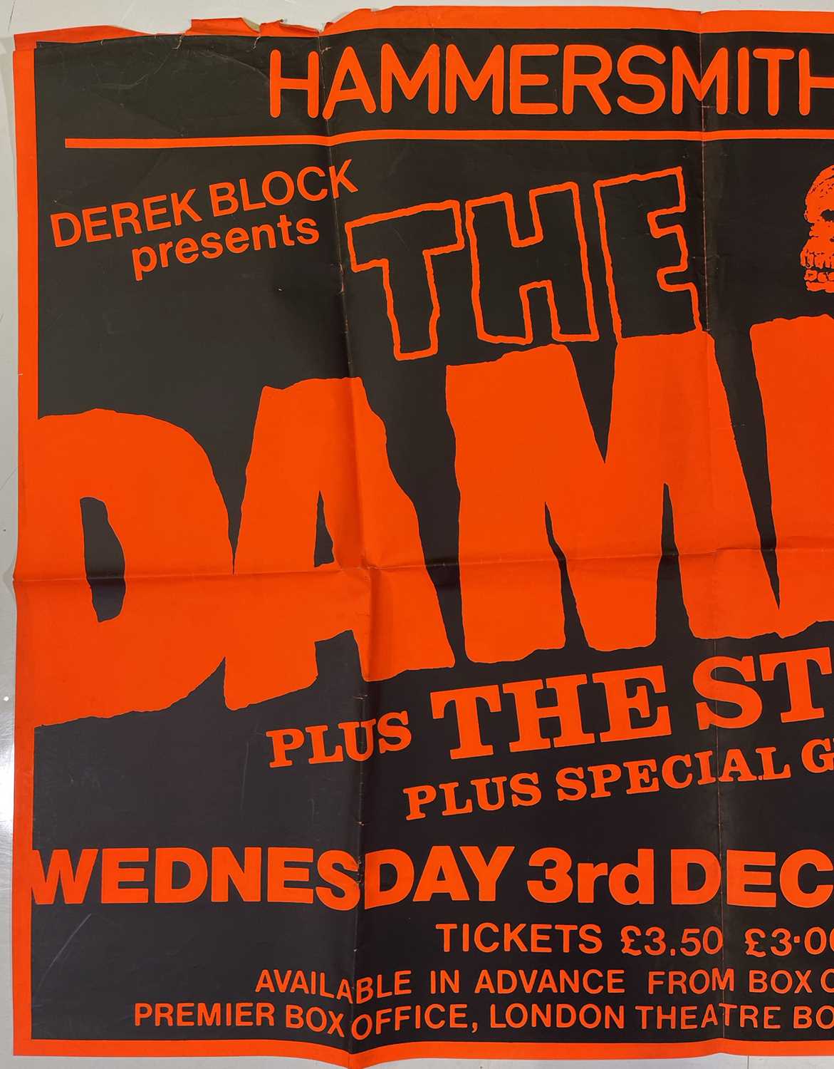 Lot 210 - THE DAMNED - ORIGINAL 1980 CONCERT POSTER.