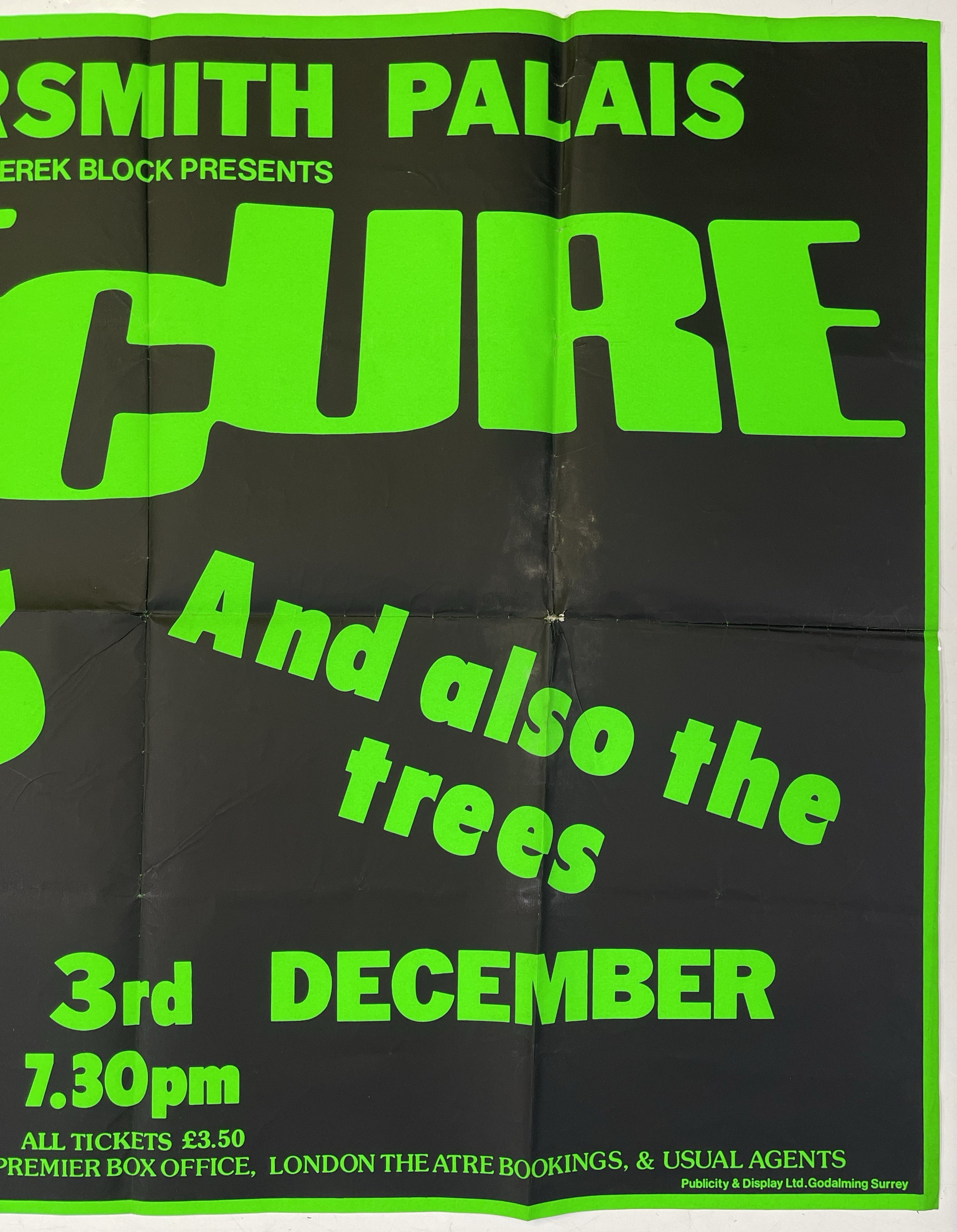 Lot 212 - THE CURE - ORIGINAL 1981 CONCERT POSTER.