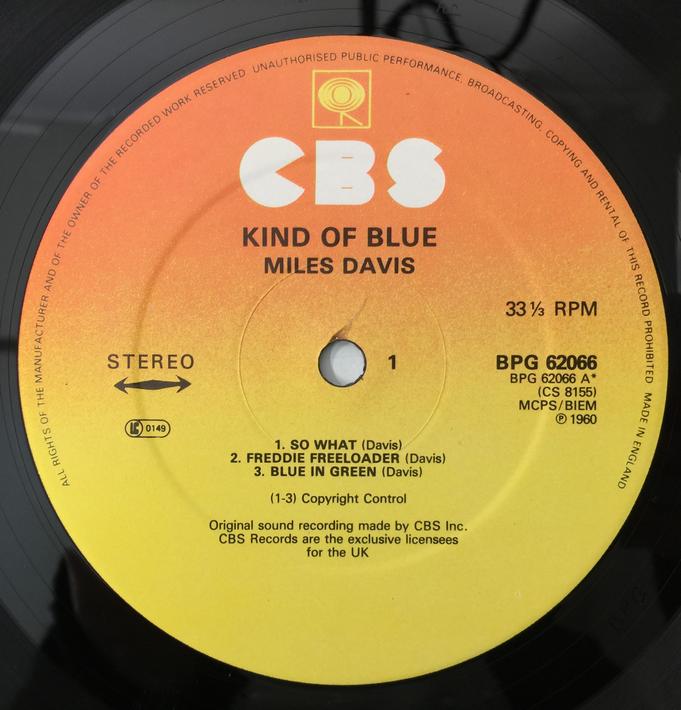 Lot 735 - MILES DAVIS - KIND OF BLUE LP (CBS BPG 62066