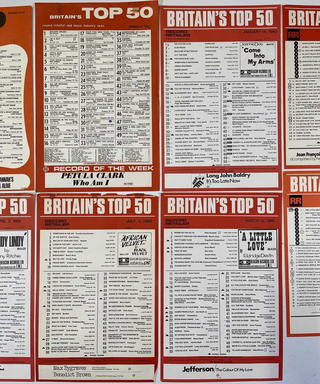 Lot 228 - TOP 50 CHART POSTERS C 66-70 INC BEATLES