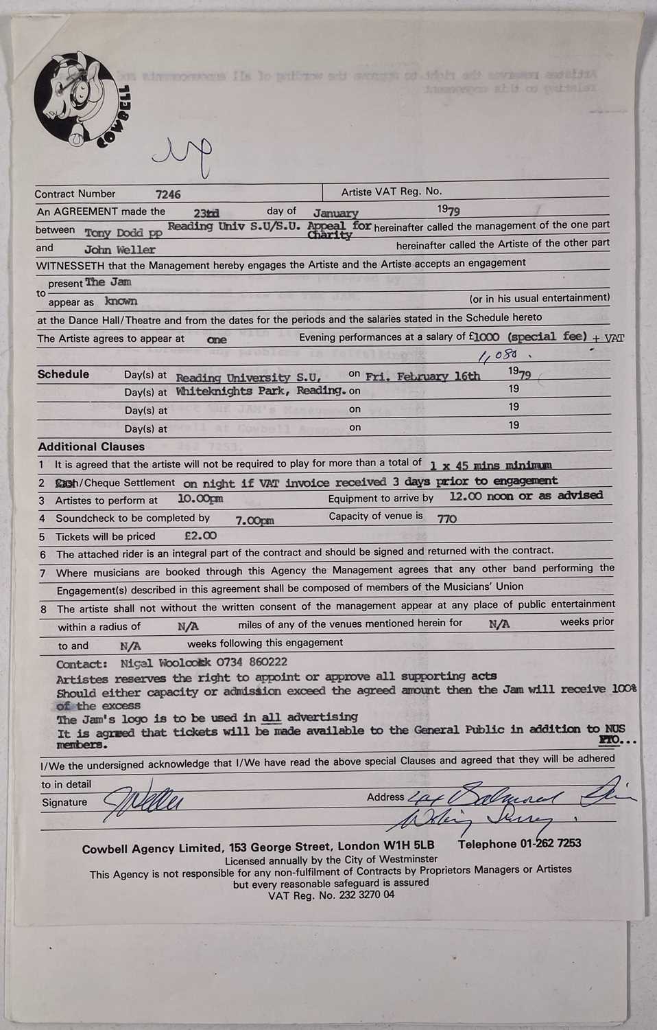 Lot 460 - THE JAM - ORIGINAL JOHN WELLER SIGNED 1979