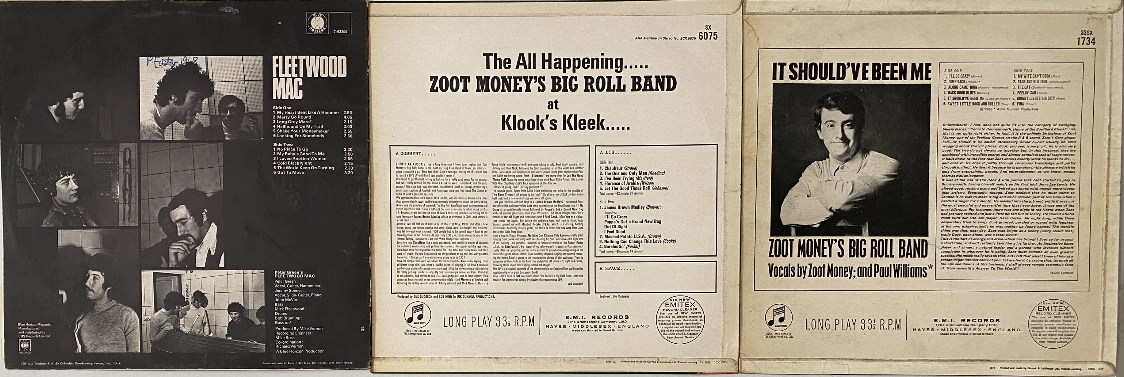 Lot 866 - ZOOT MONEY / FLEETWOOD MAC - LP PACK
