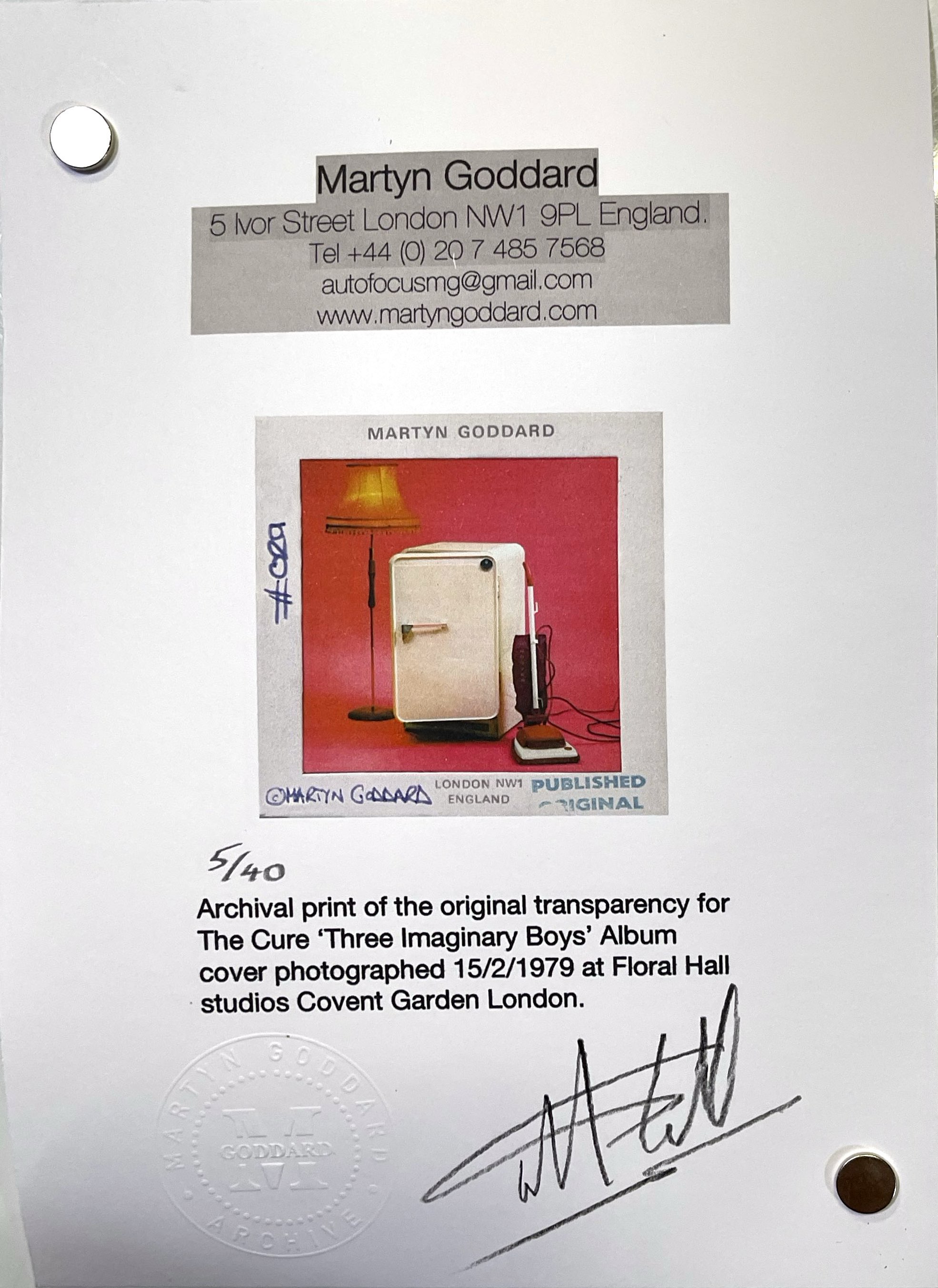Lot 447 - THE CURE - MARTYN GODDARD SIGNED 'THREE