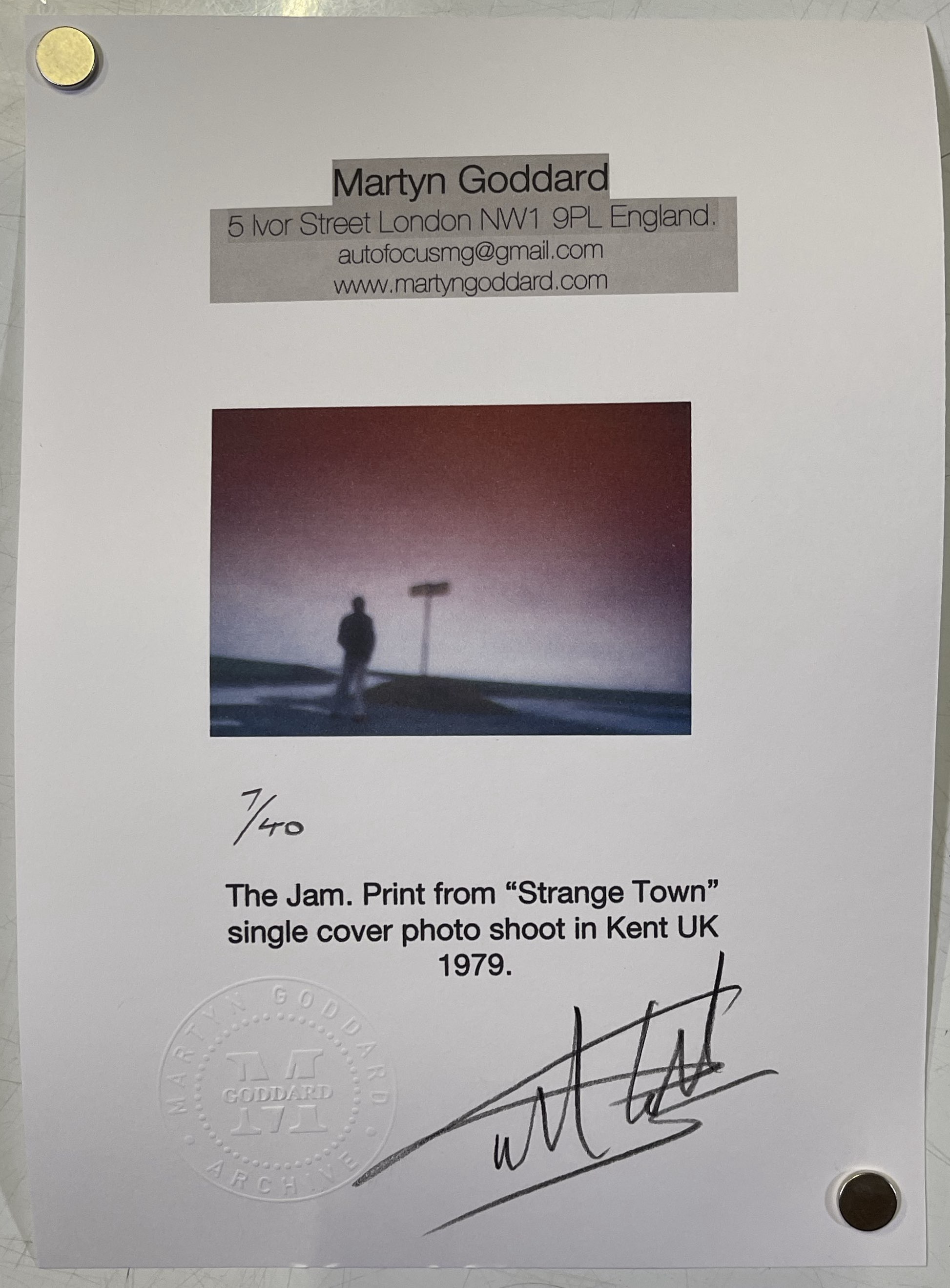 Lot 462 - THE JAM - MARTYN GODDARD SIGNED 'STRANGE