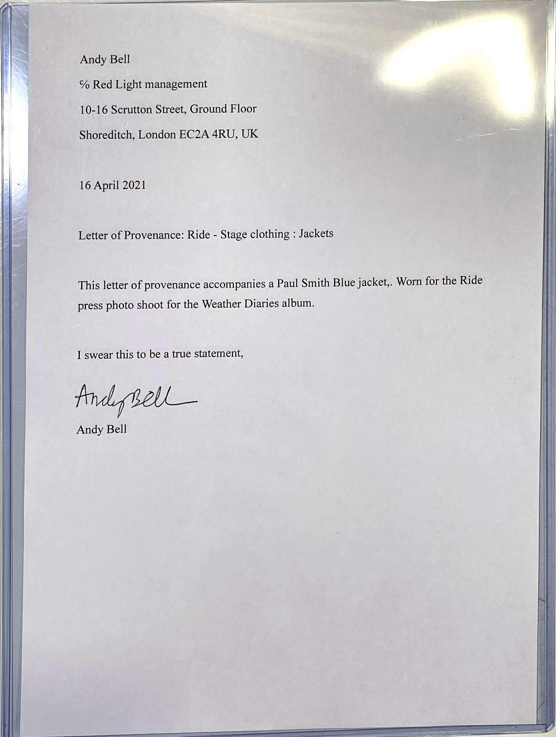 Lot 505 - RIDE - ANDY BELL OWNED AND PHOTOSHOOT WORN