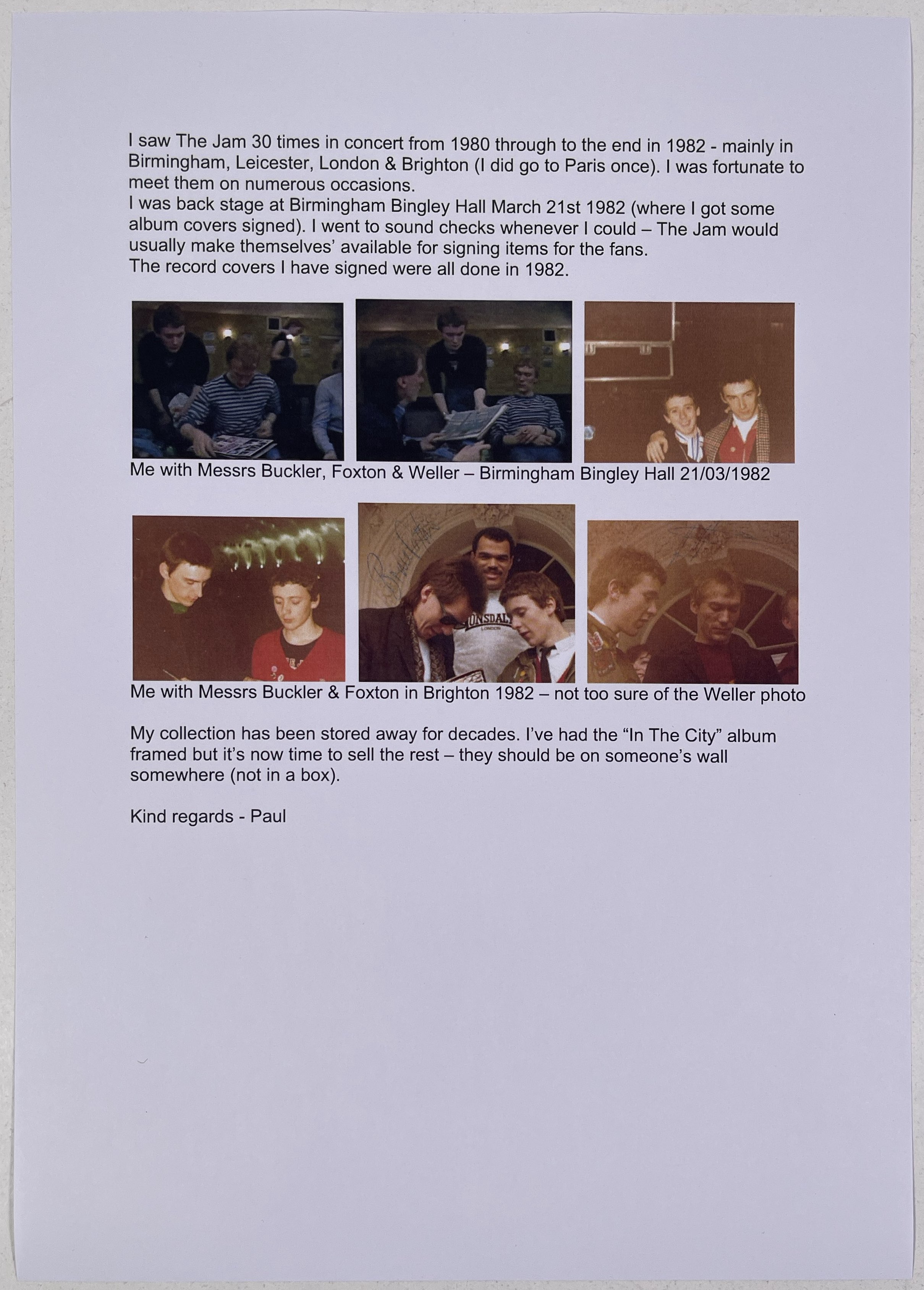 Lot 465 - THE JAM - FULLY SIGNED COPY OF SETTING SONS.