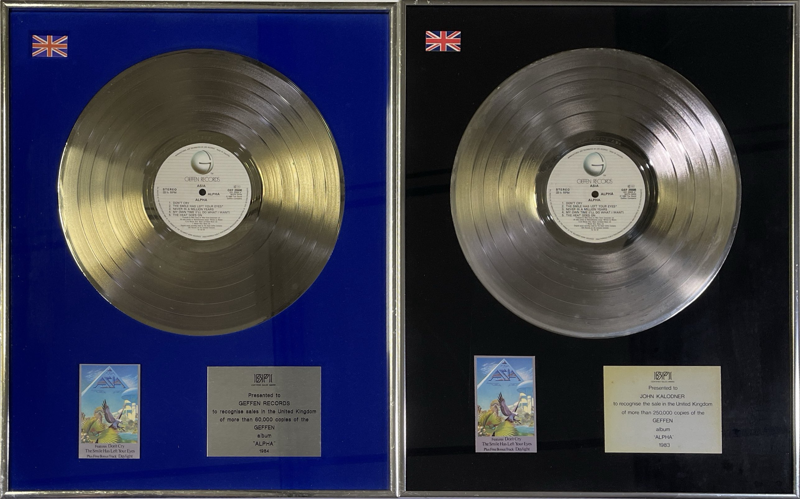 Lot 328 - ASIA -OFFICIAL BPI DISC AWARDS FOR 'ALPHA'.