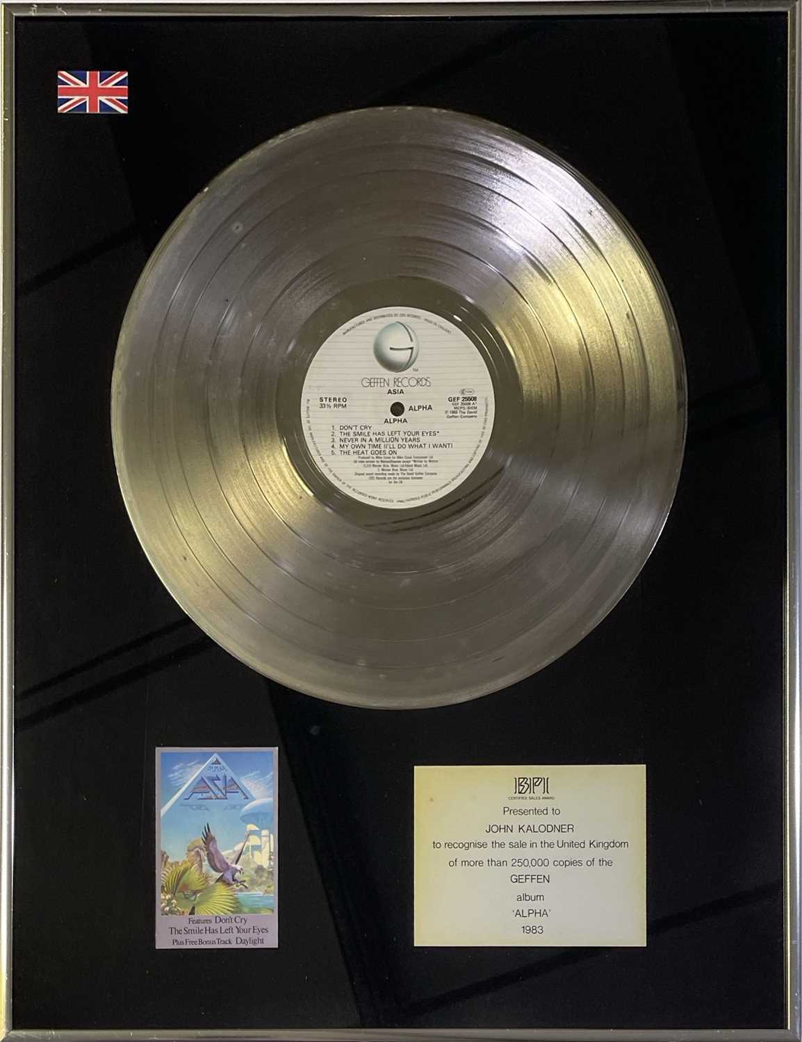 Lot 328 - ASIA -OFFICIAL BPI DISC AWARDS FOR 'ALPHA'.