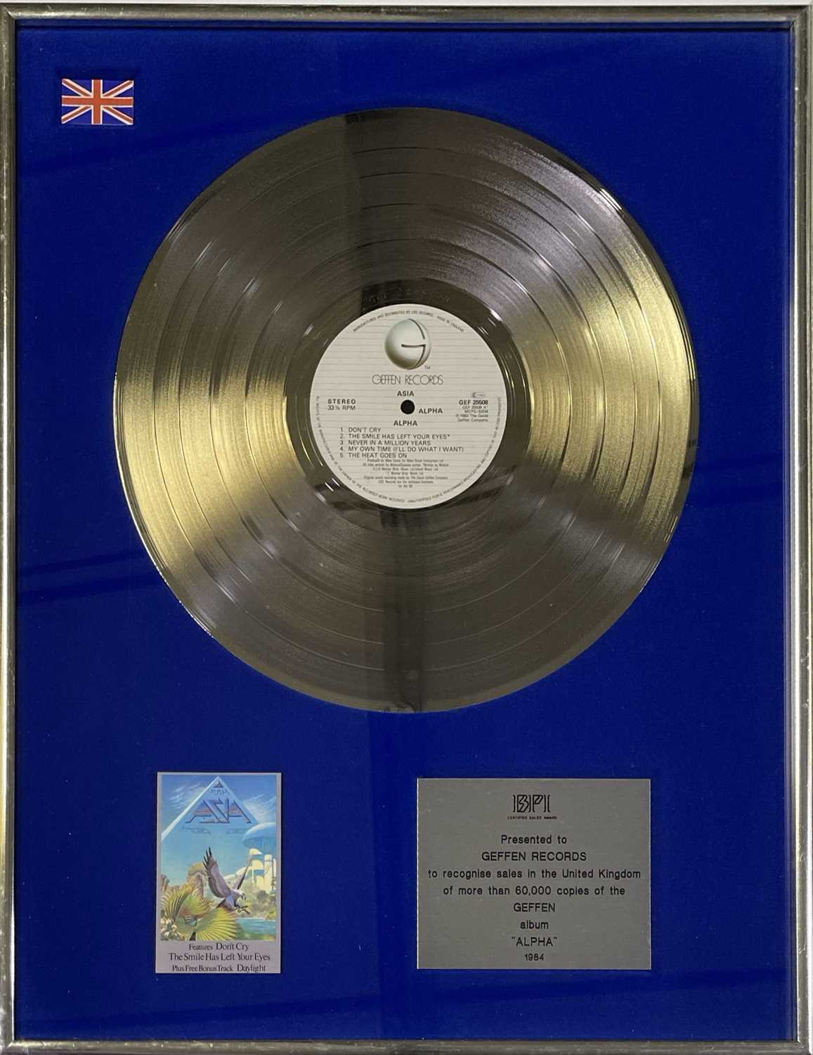 Lot 328 - ASIA -OFFICIAL BPI DISC AWARDS FOR 'ALPHA'.
