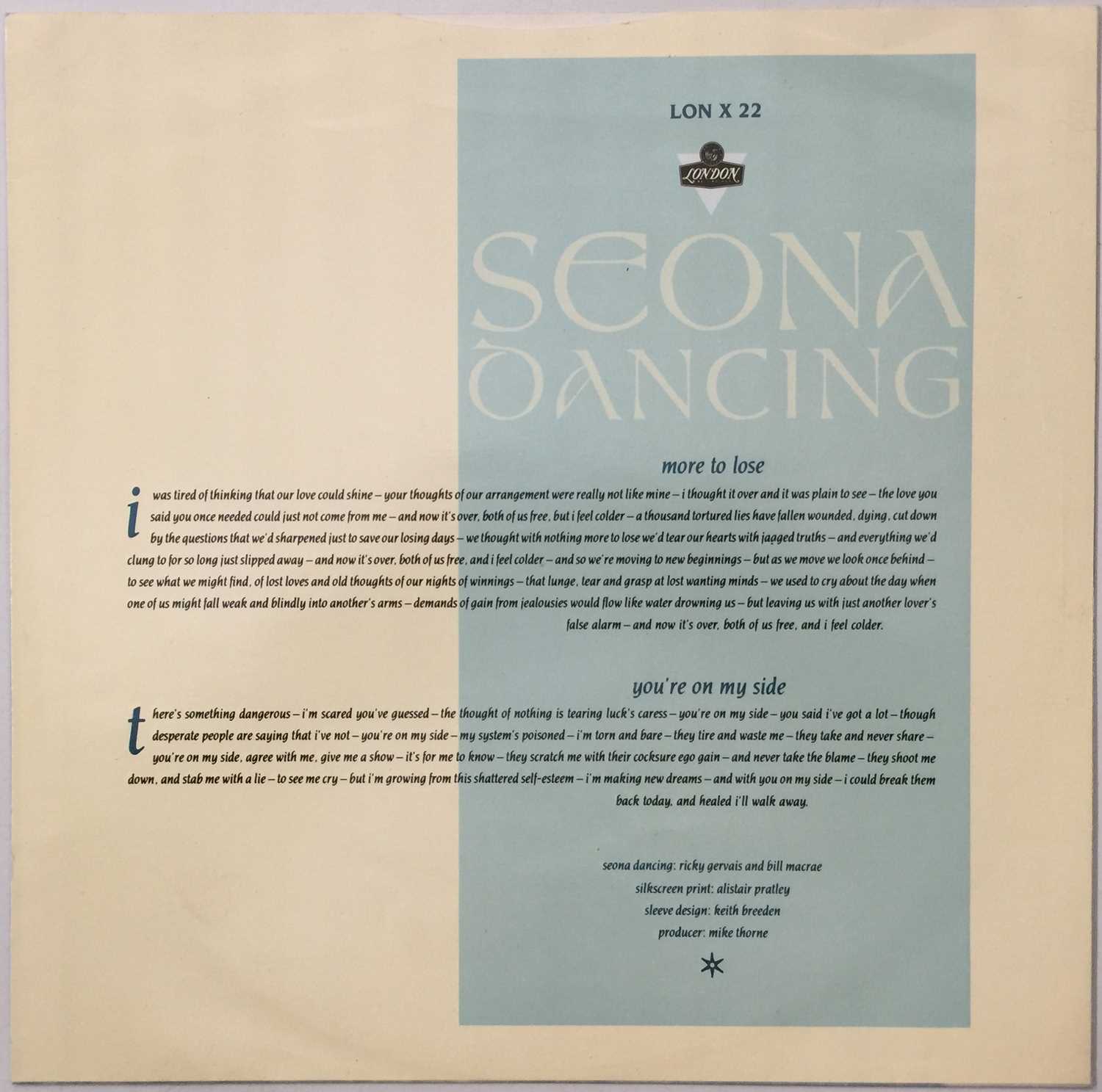 Lot 1006 - SEONA DANCING - MORE TO LOSE 12" (RARE UK