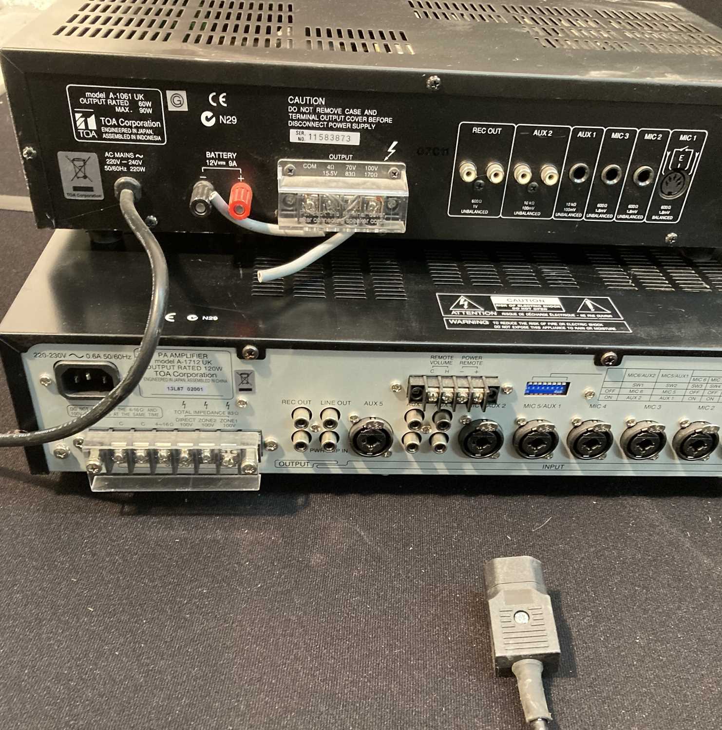 Lot 62 - TOA AMPLIFIERS.