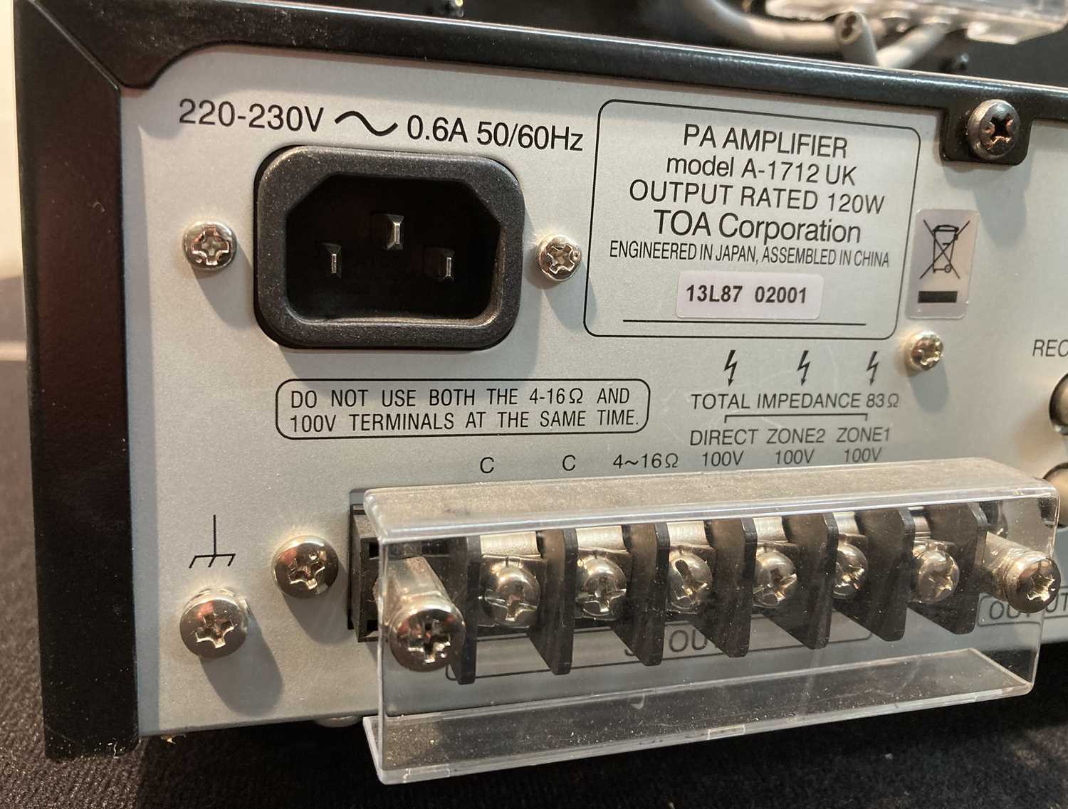 Lot 62 - TOA AMPLIFIERS.