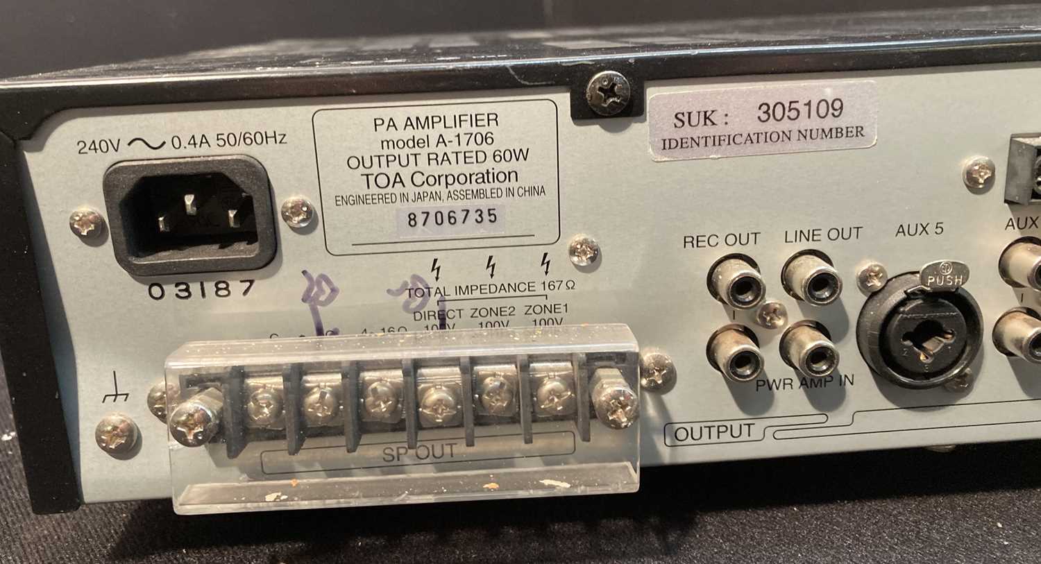 Lot 62 - TOA AMPLIFIERS.